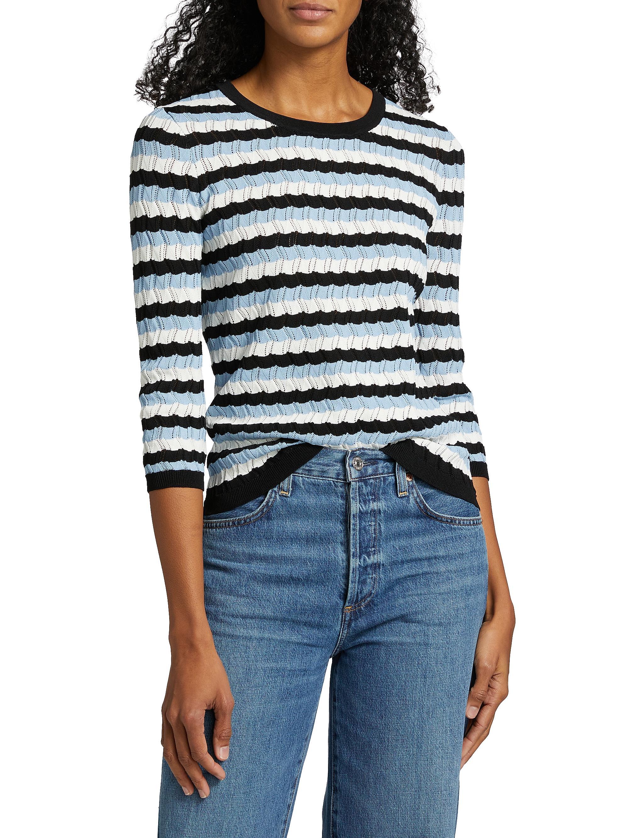 Click here for Elie Tahari Womens Tadeo Striped Sweater - Fountai... prices