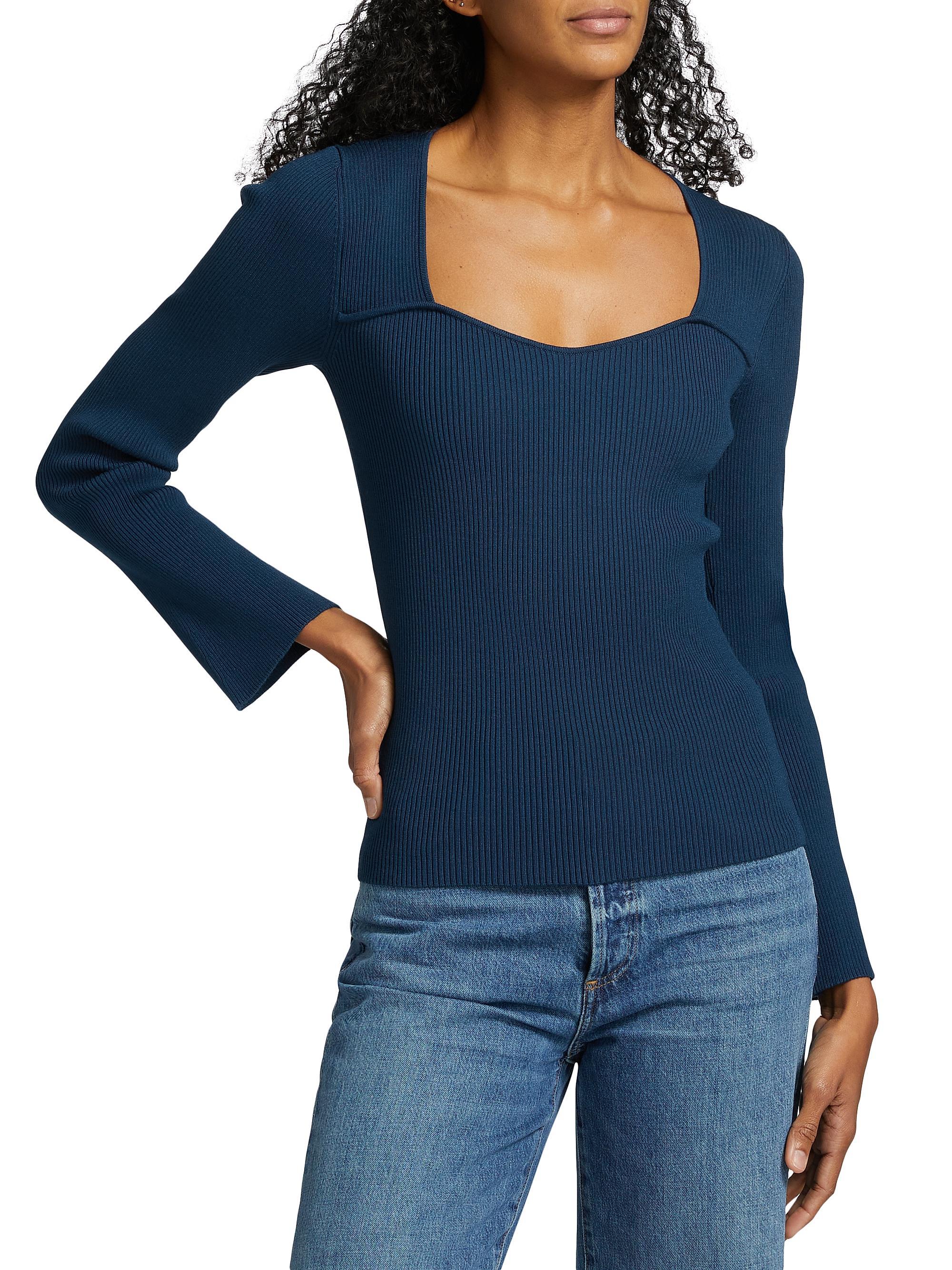 Click here for Elie Tahari Womens The Sydney Ribbed Long-Sleeve S... prices