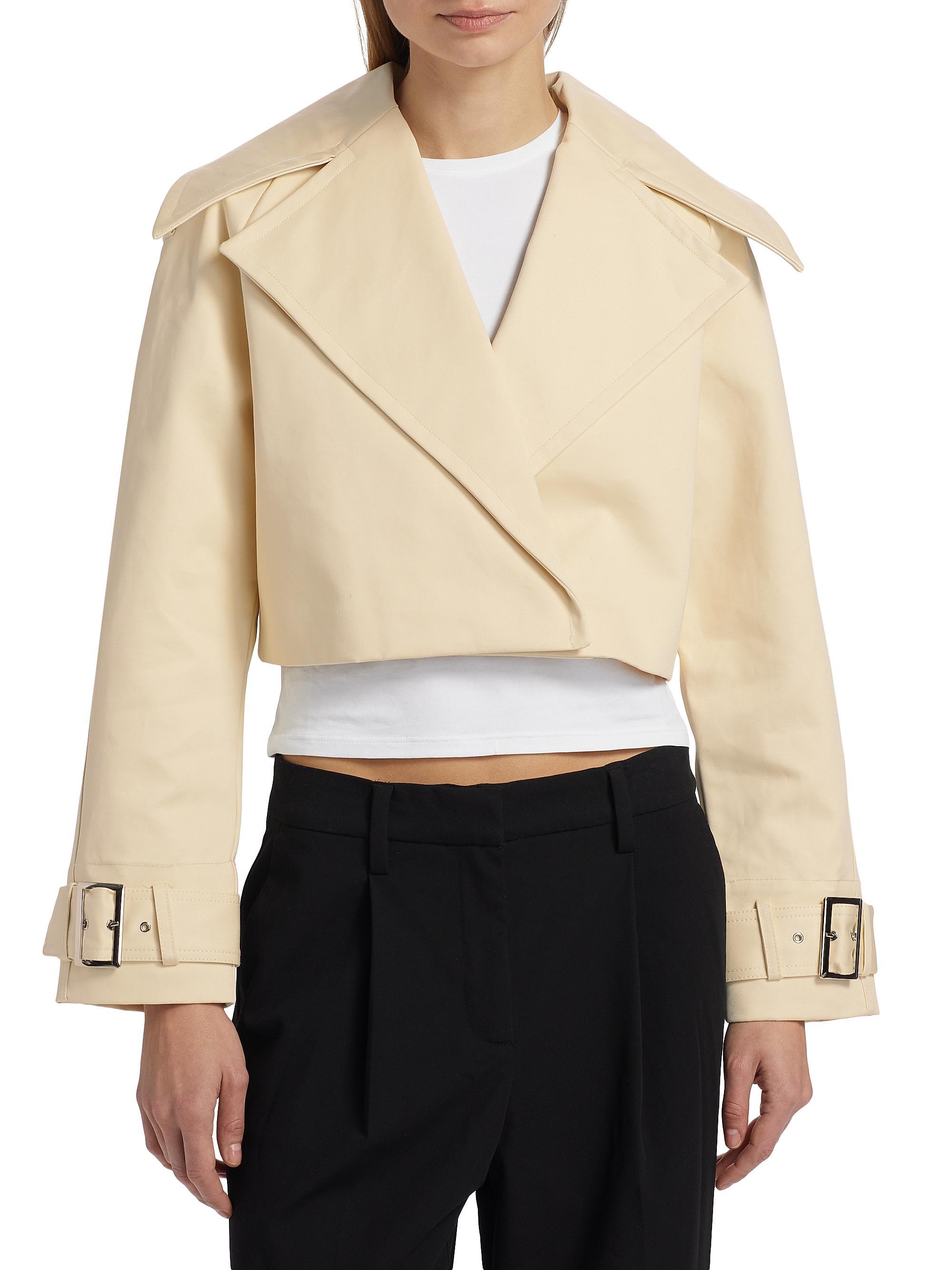 Click here for Toccin Womens Tommy Cropped Trench Jacket - Parchm... prices