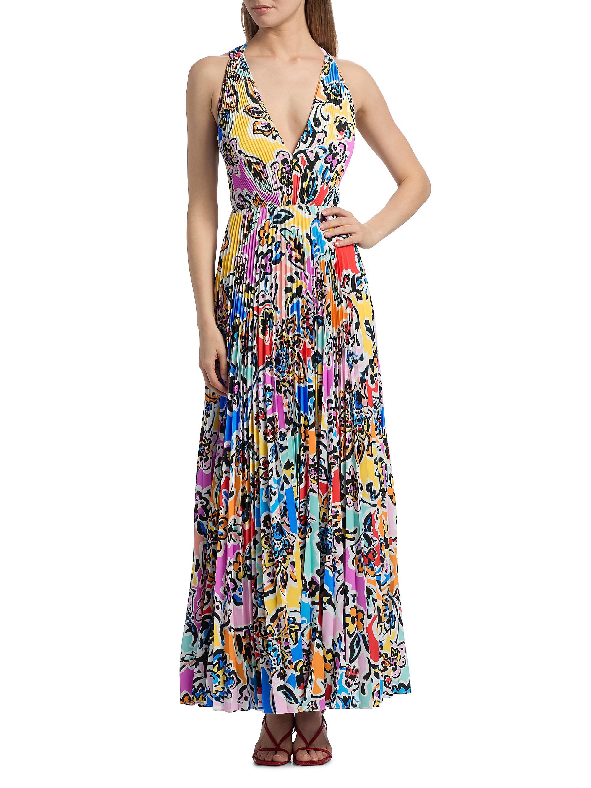 Click here for Milly Womens Oria Rainbow Oasis Pleated Dress - Bl... prices