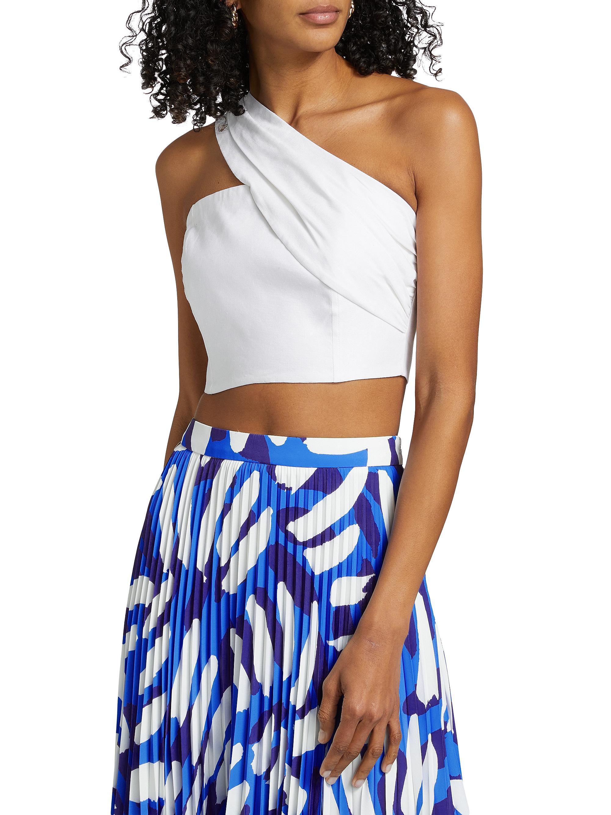 Click here for Milly Womens Arantza Draped One-Shoulder Crop Top... prices