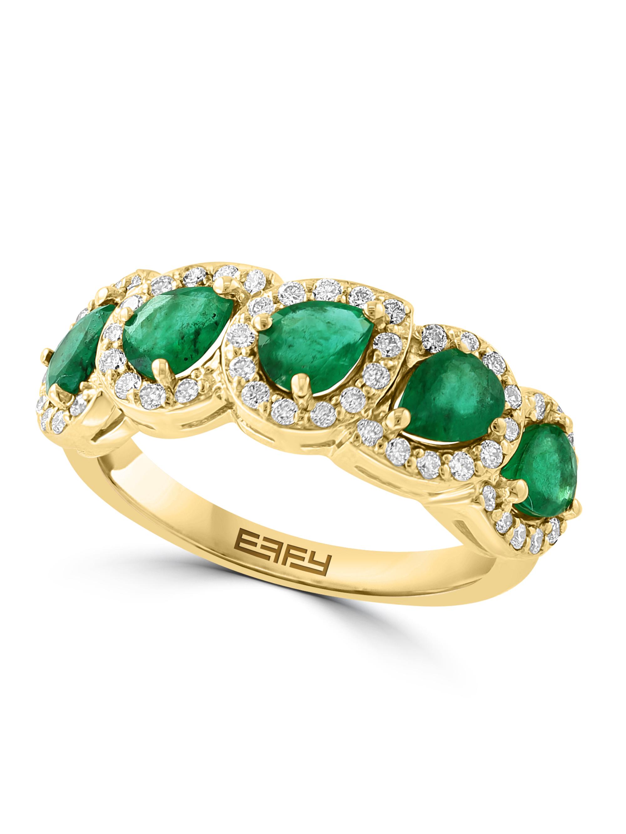 Click here for Effy Womens 14K Yellow Gold  Emerald & 0.41 TCW Di... prices