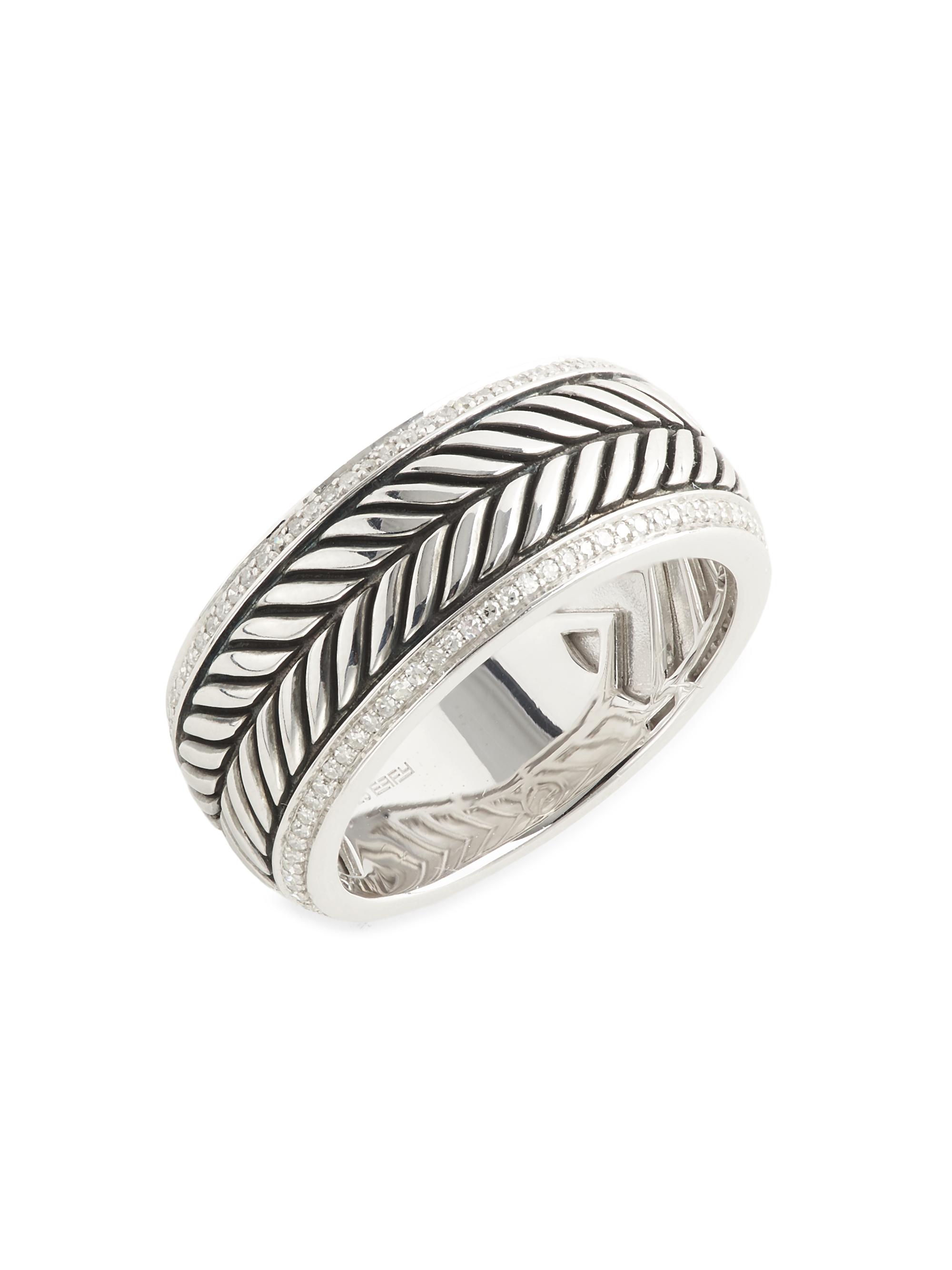 Click here for Effy Mens Sterling Silver  0.34 TCW Diamond Band R... prices