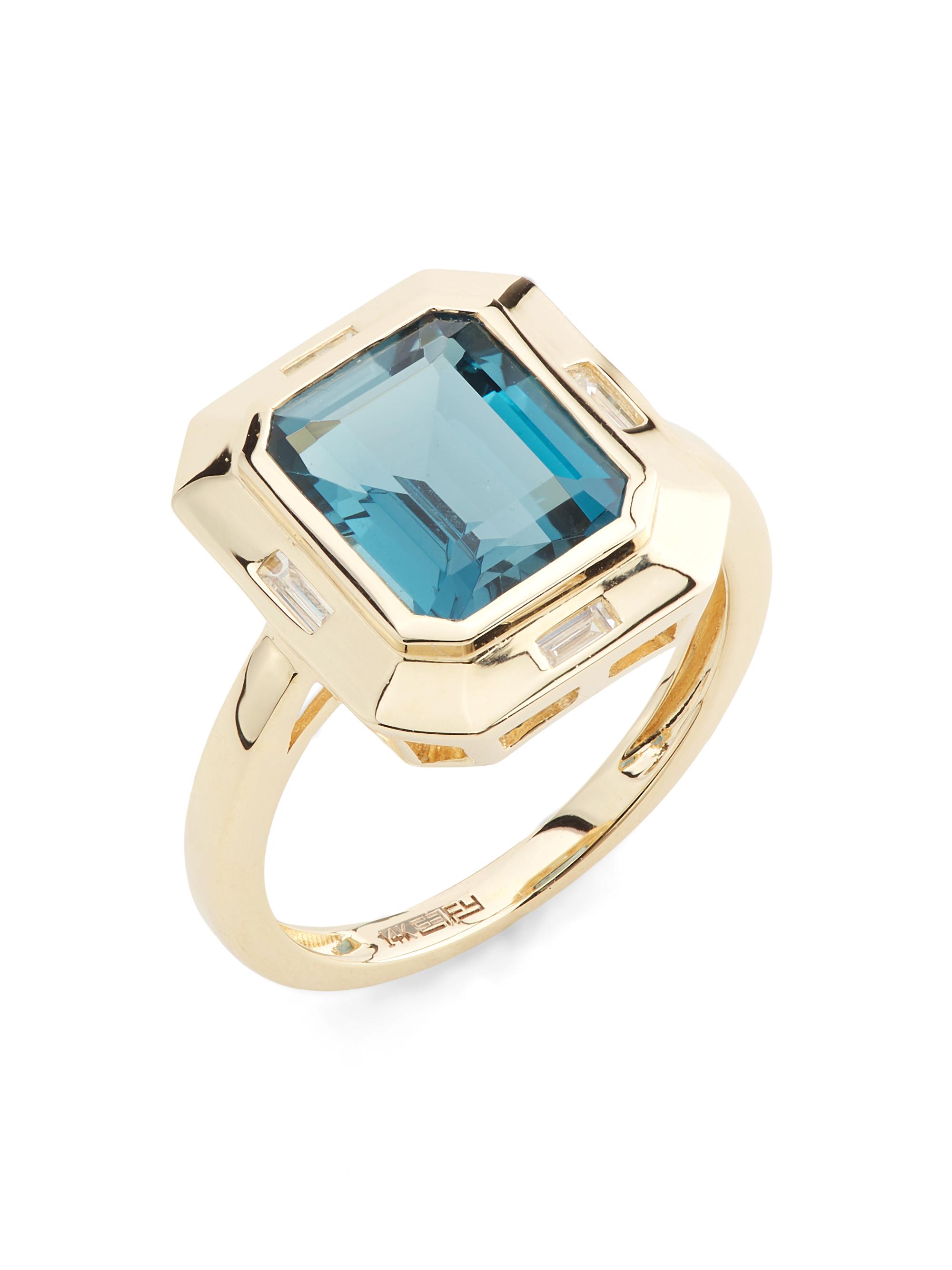Click here for Effy Womens 14K Yellow Gold  London Blue Topaz & 0... prices