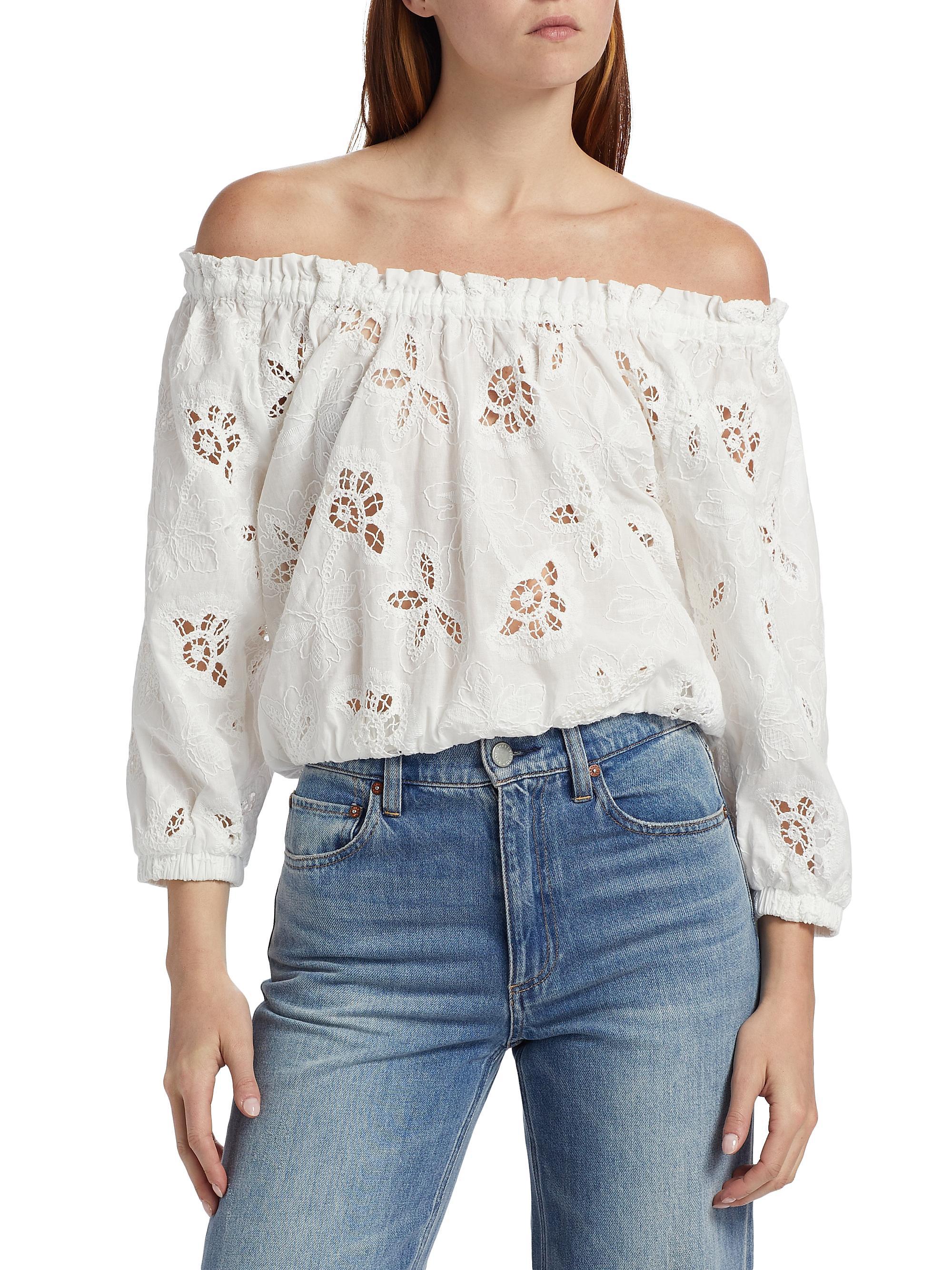 Click here for Ramy Brook Womens Rosalia Flower Off-The-Shoulder... prices