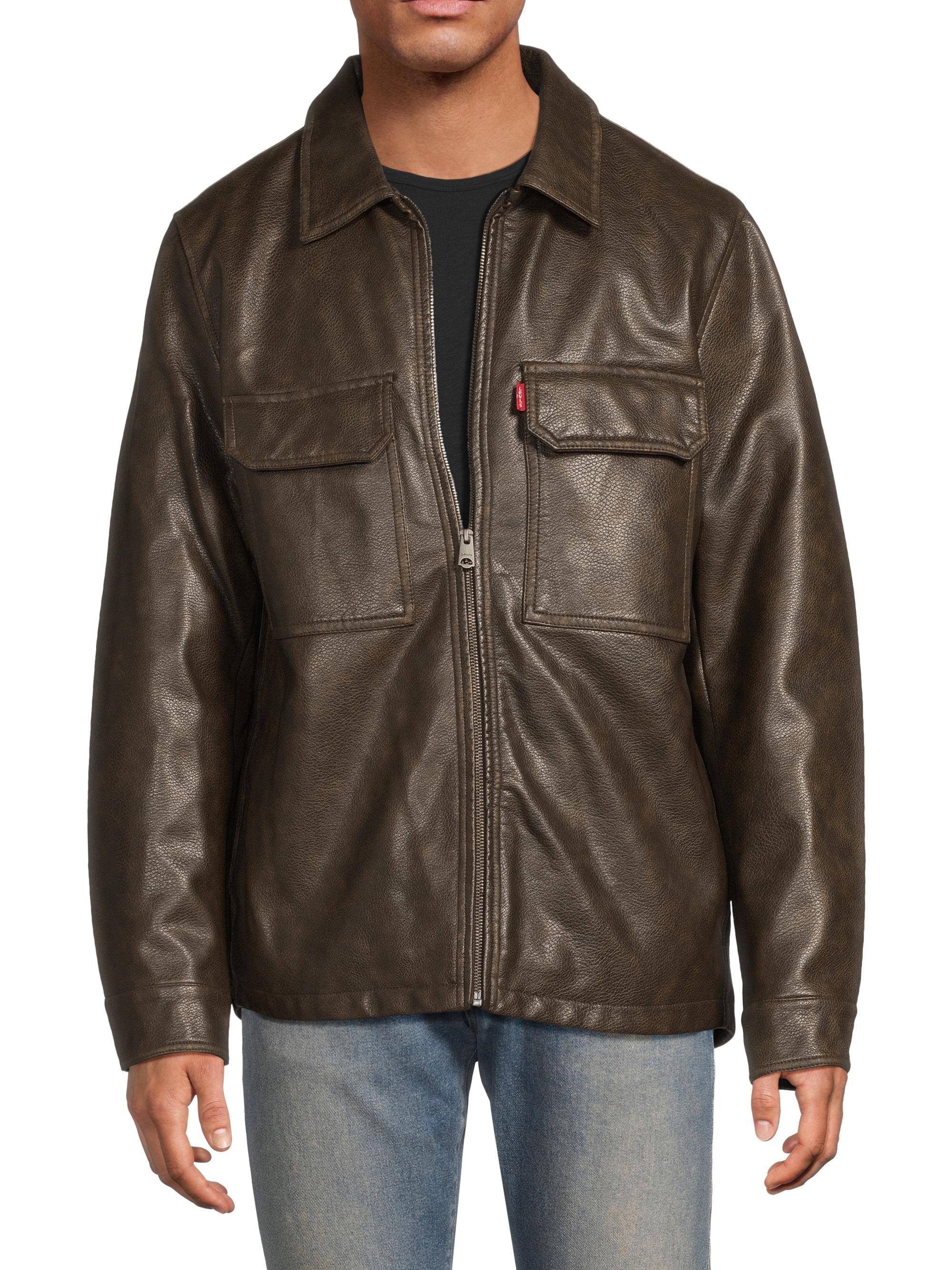Click here for Levis Mens Depot Faux Leather Shacket - Brown - Si... prices