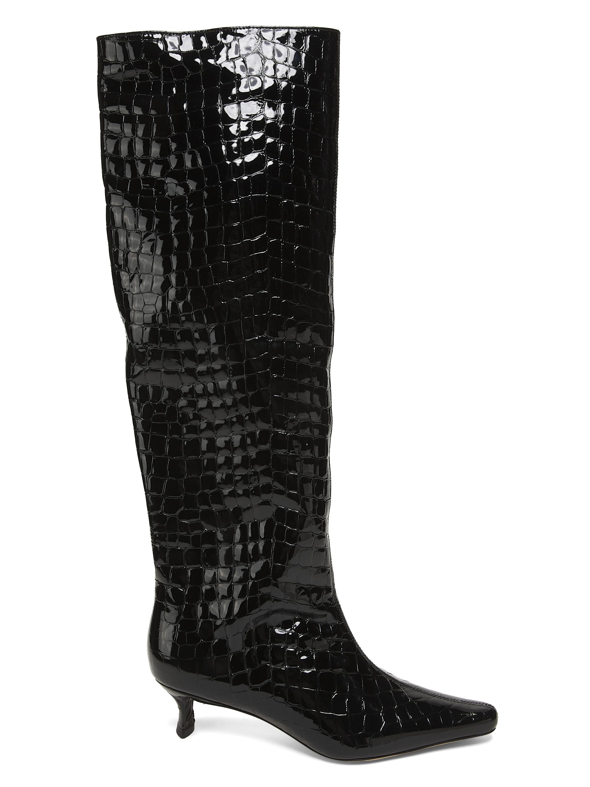 Click here for By Far Womens 50MM Croc-Embossed Leather Knee-High... prices