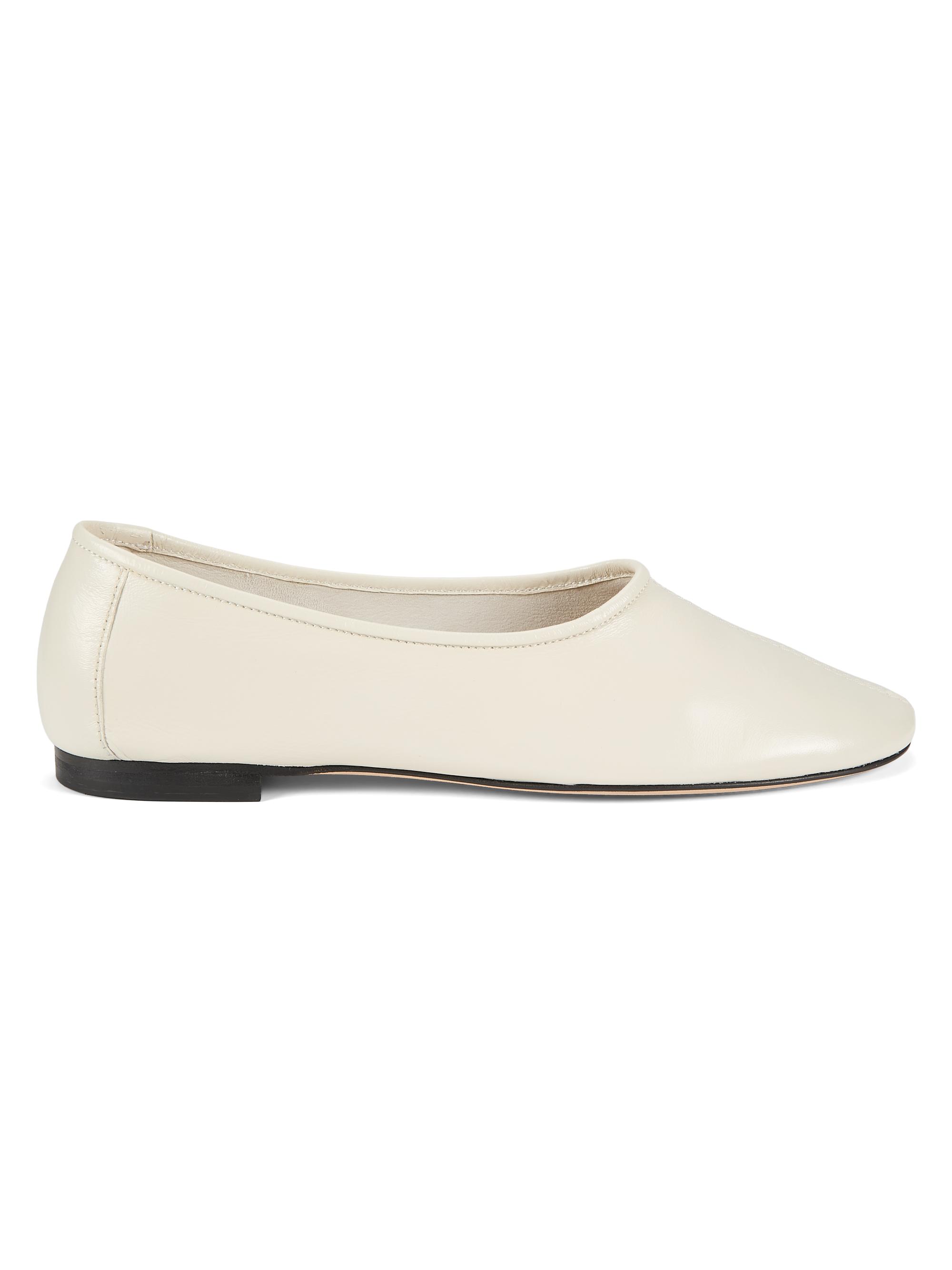 Click here for By Far Womens Prudence Leather Ballet Flats - Whit... prices