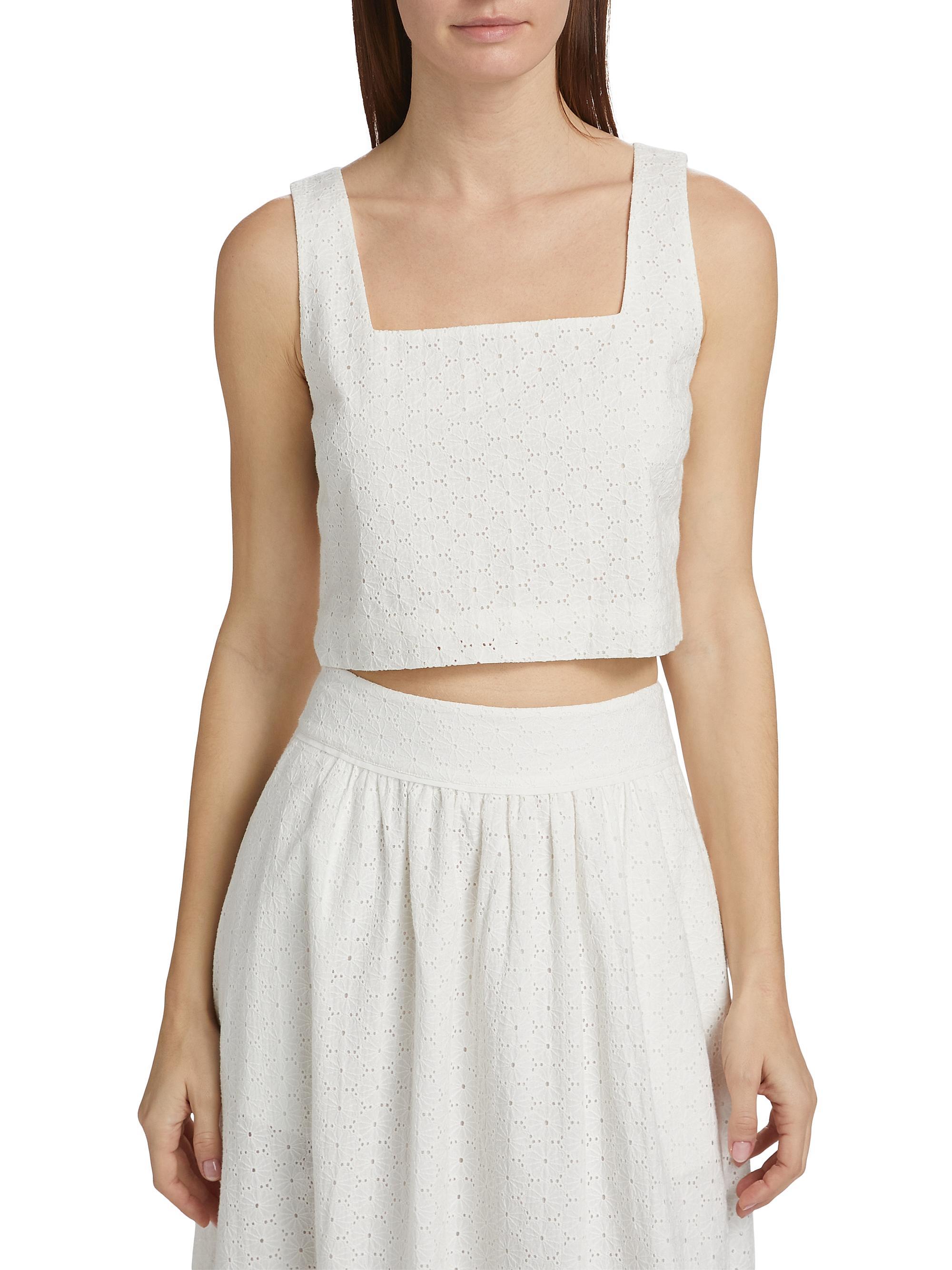 Click here for Paige Womens Aelita Cotton Crop Top - White - Size... prices