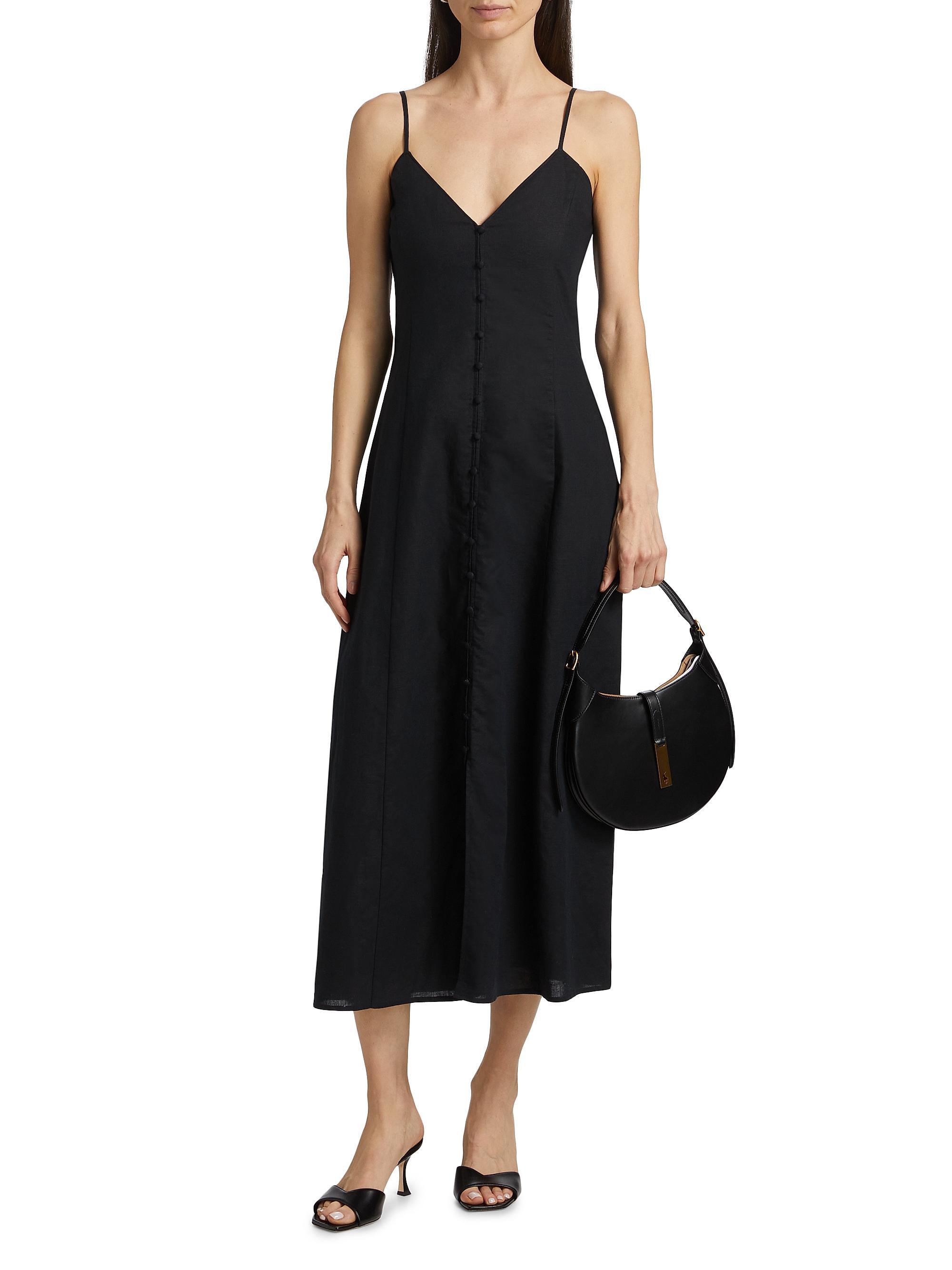 Click here for Paige Womens Modena Linen-Cotton Midi-Dress - Blac... prices