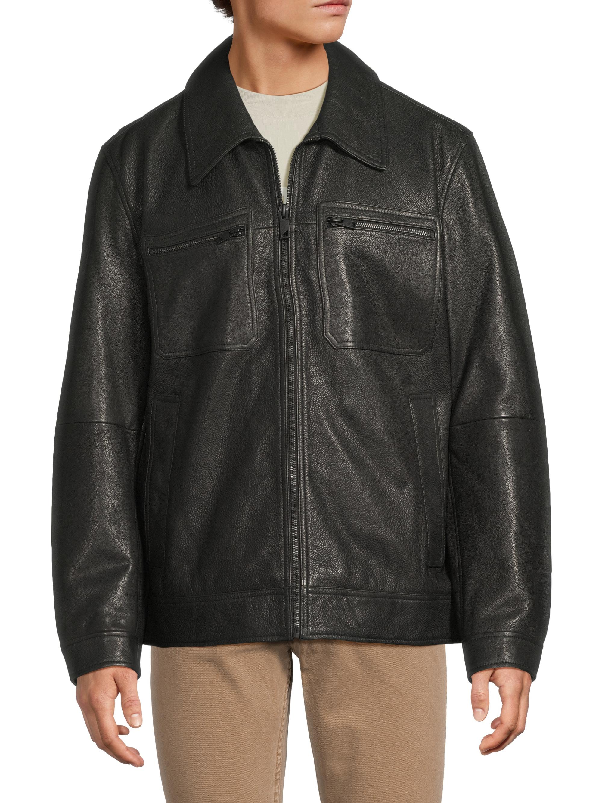 Click here for Andrew Marc Mens Clayton Leather Jacket - Black -... prices