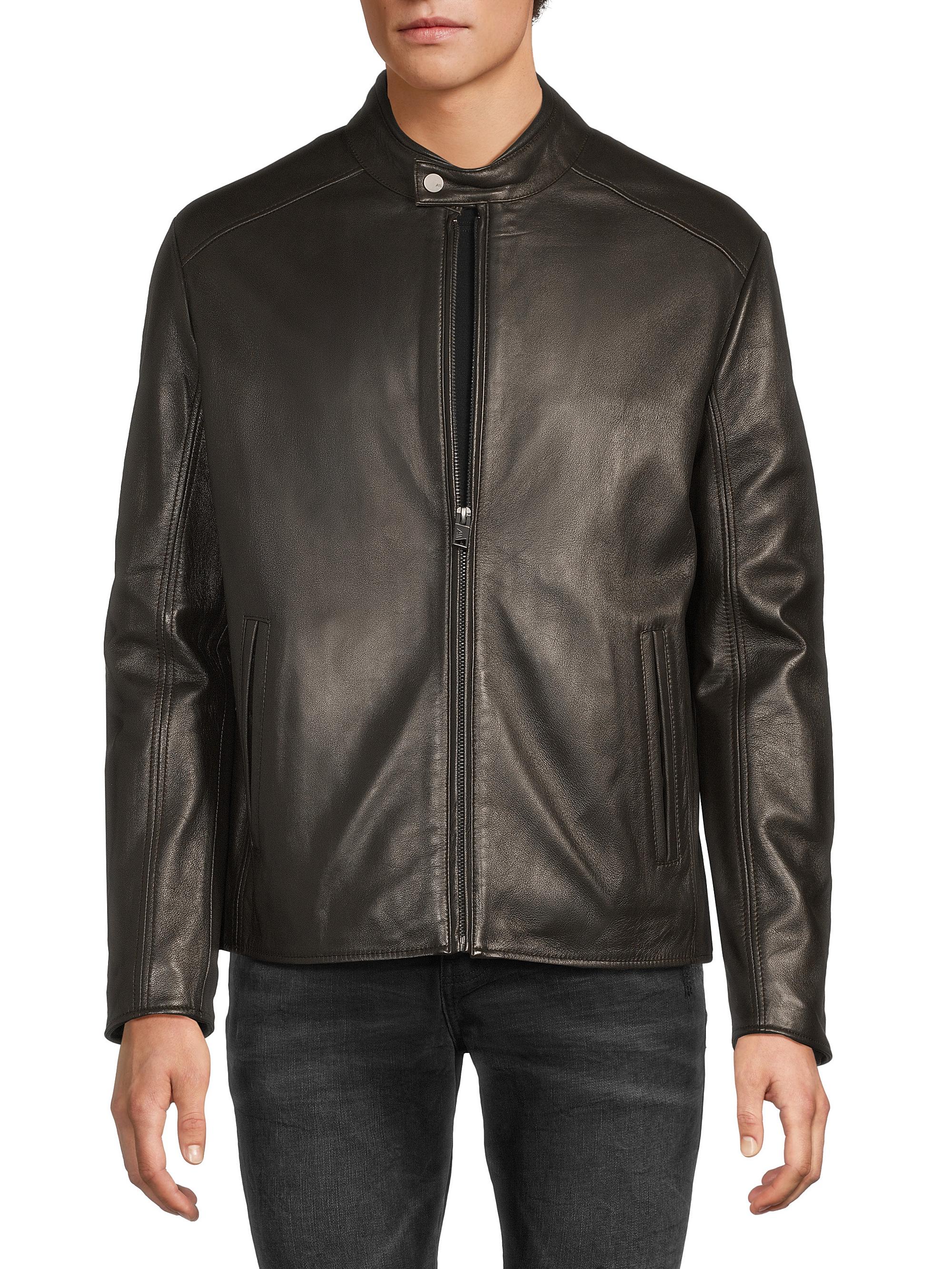 Click here for Andrew Marc Mens Macys Leather Jacket - Espresso -... prices