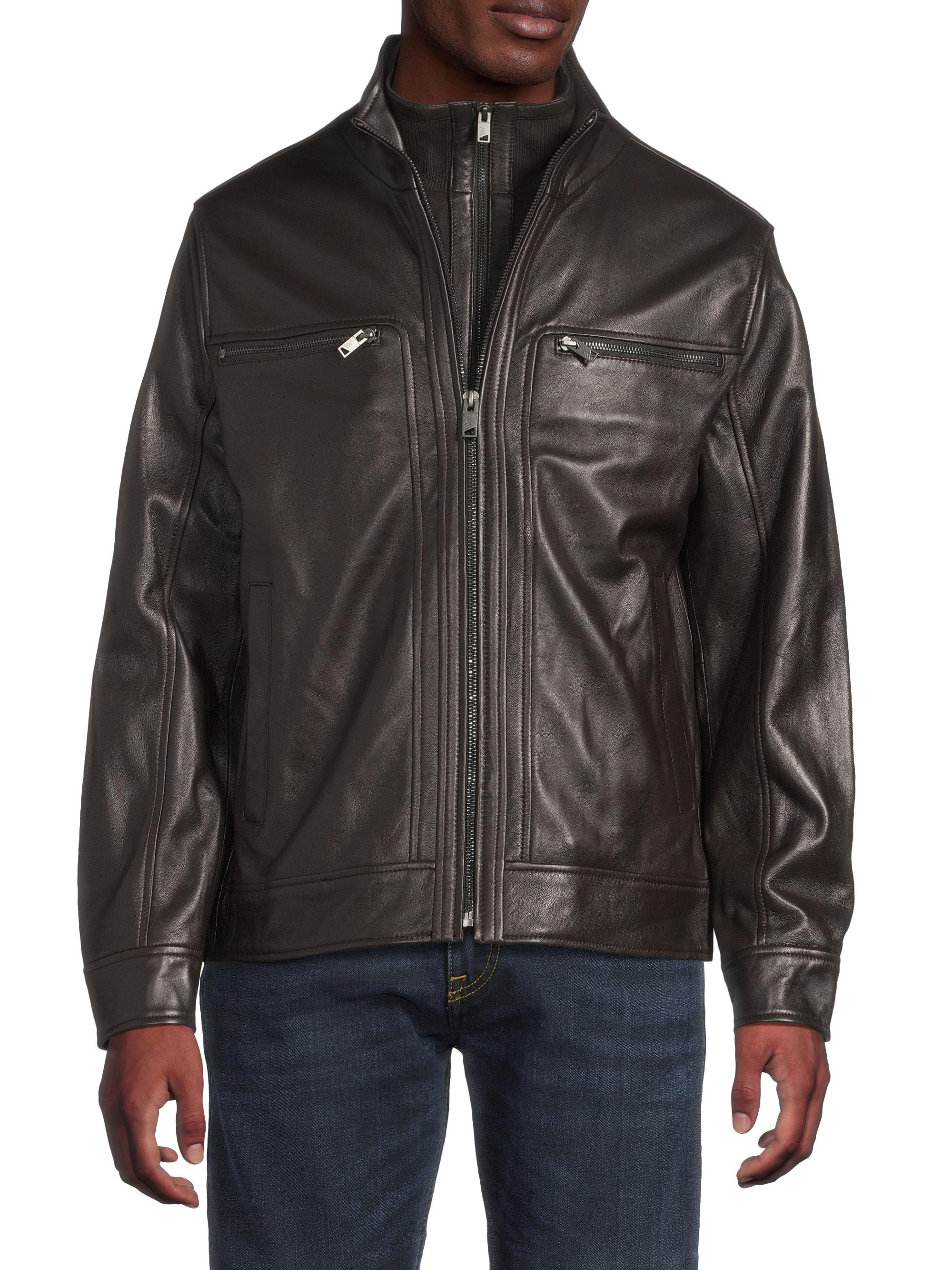 Click here for Andrew Marc Mens Winton Leather Jacket - Dark Brow... prices