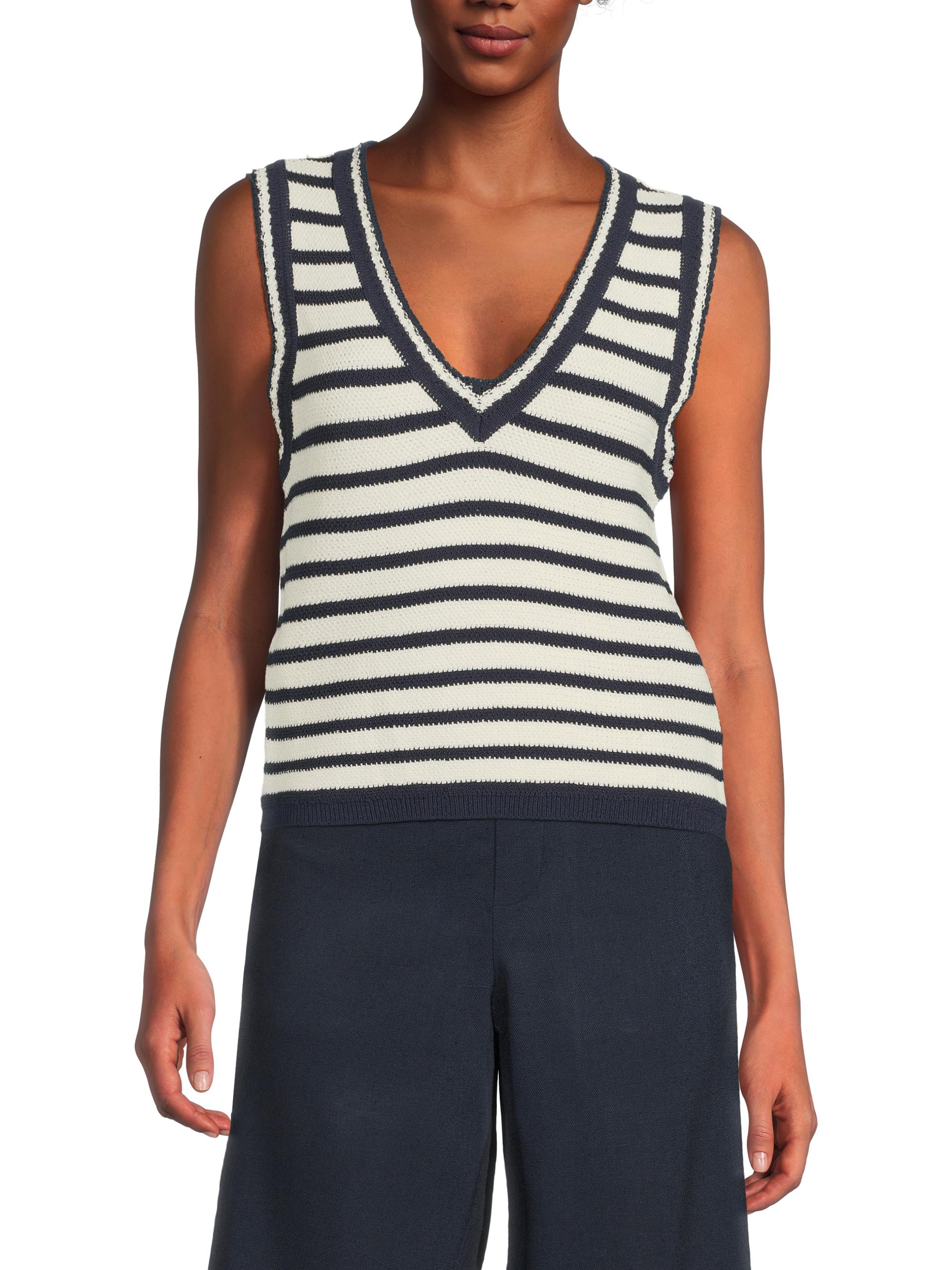 Click here for Rag & Bone Womens Meghan Striped Cotton-Blend Vest... prices