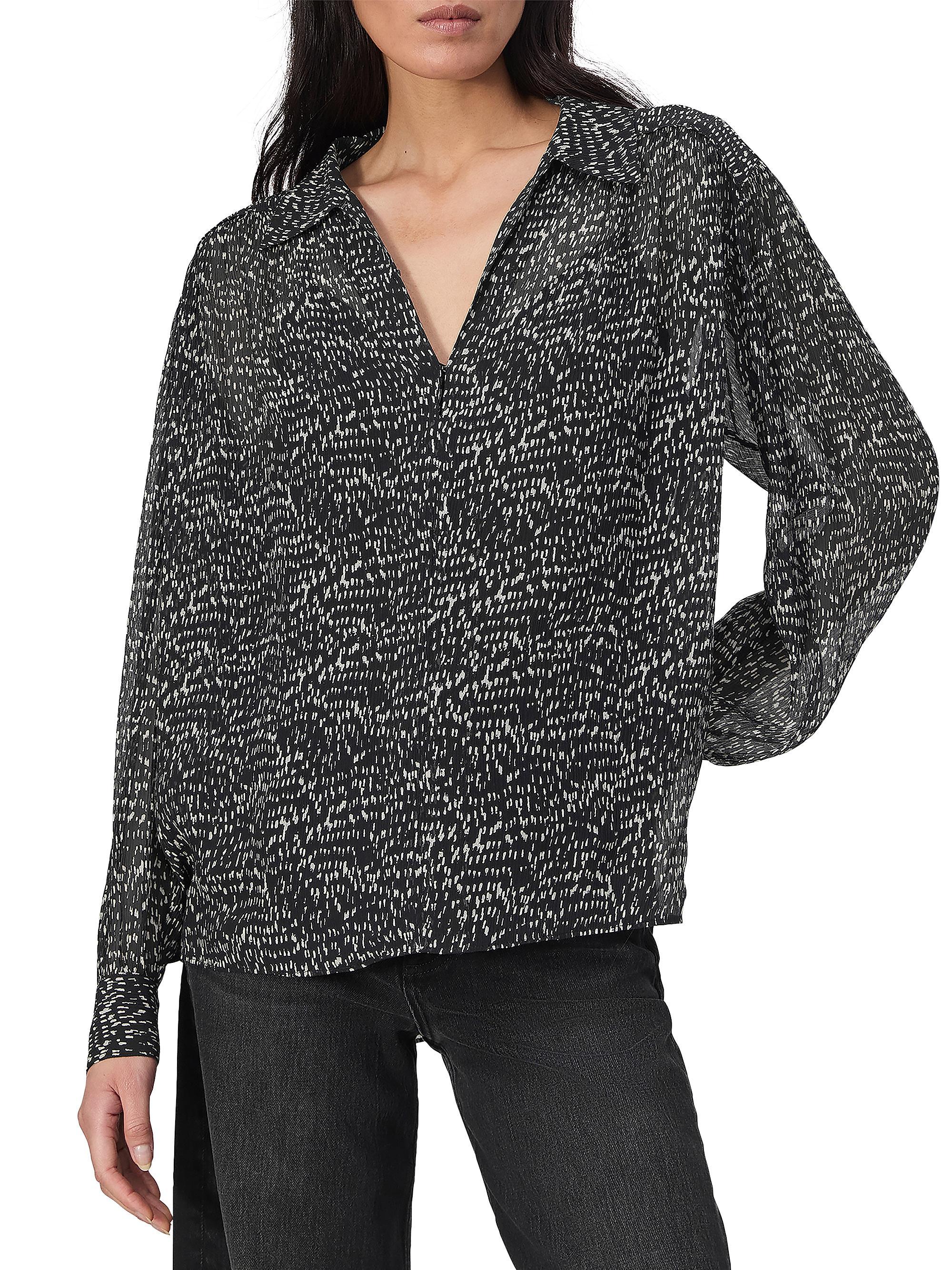 Click here for Rag & Bone Womens Emmy Silk-Blend Top - Black Mult... prices