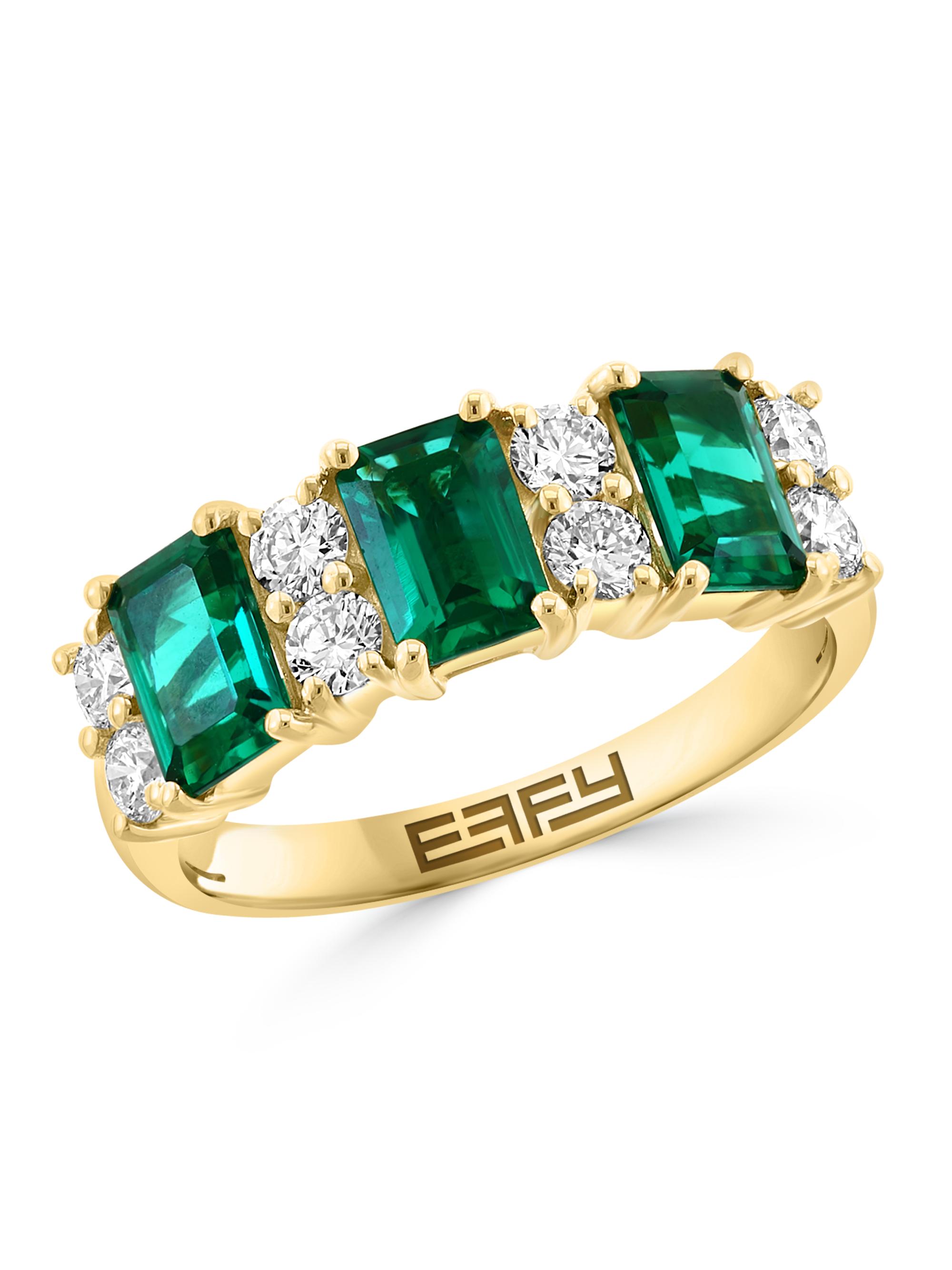 Click here for Womens EFFY 14K Yellow Gold Lab-Grown Emerald & 0.... prices