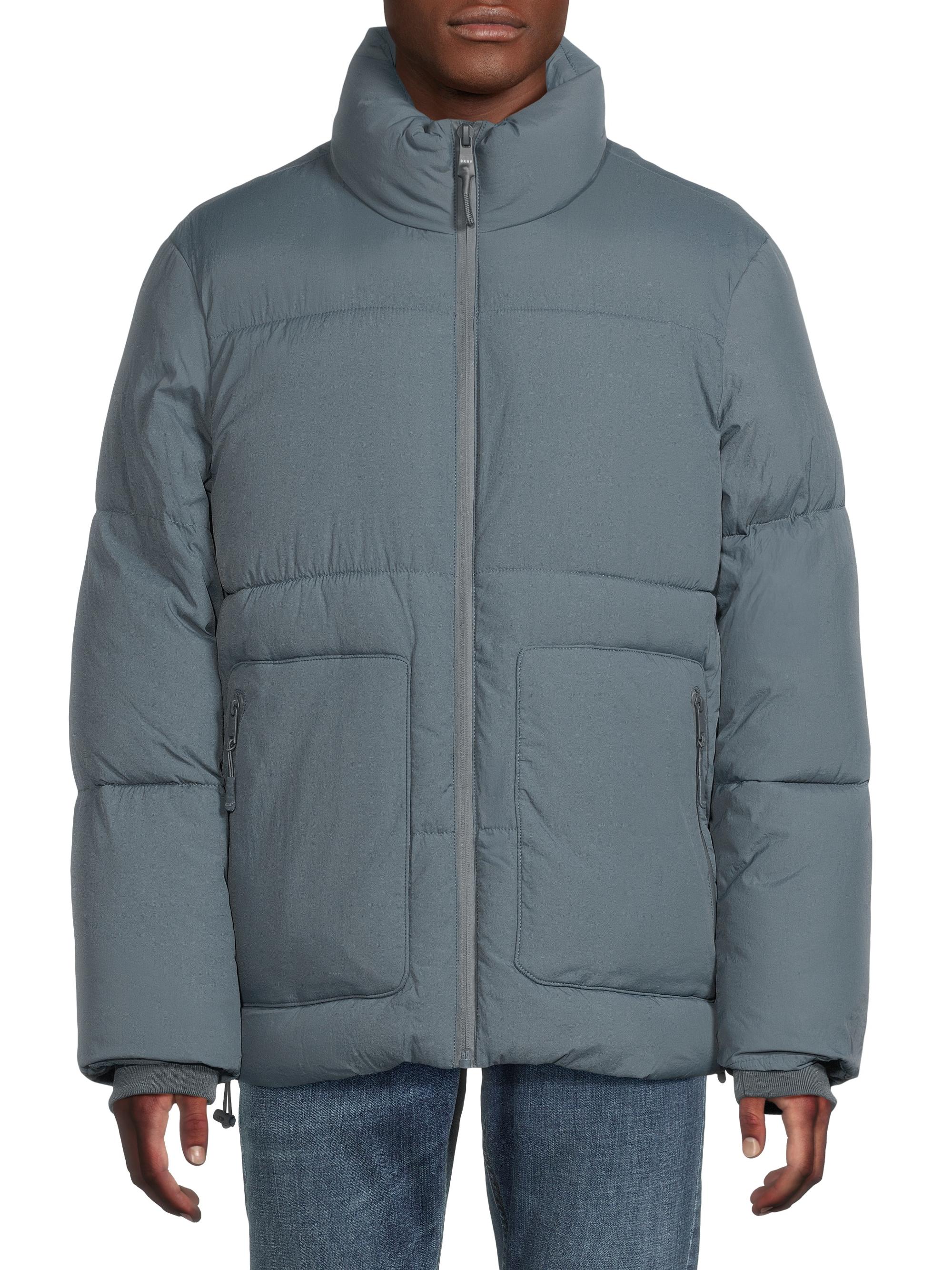 Click here for Dkny Mens Stand Collar Puffer Jacket - Blue - Size... prices