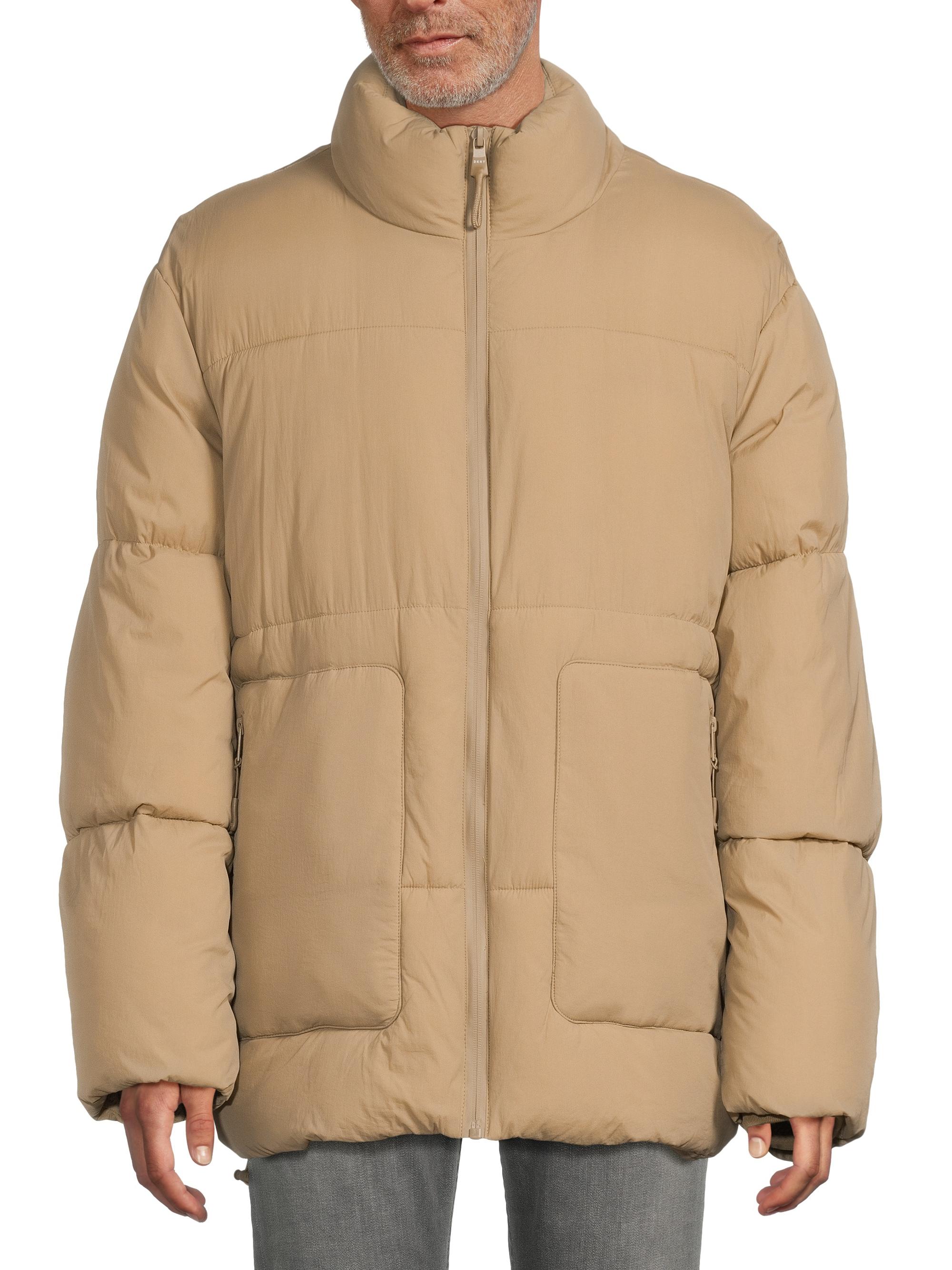 Click here for Dkny Mens Stand Collar Puffer Jacket - Khaki - Siz... prices