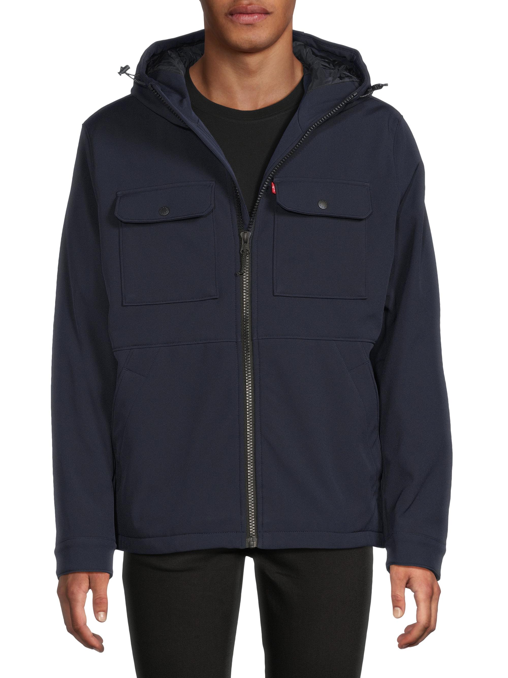 Click here for Levis Mens Hooded Soft Shell Jacket - Midnight Blu... prices