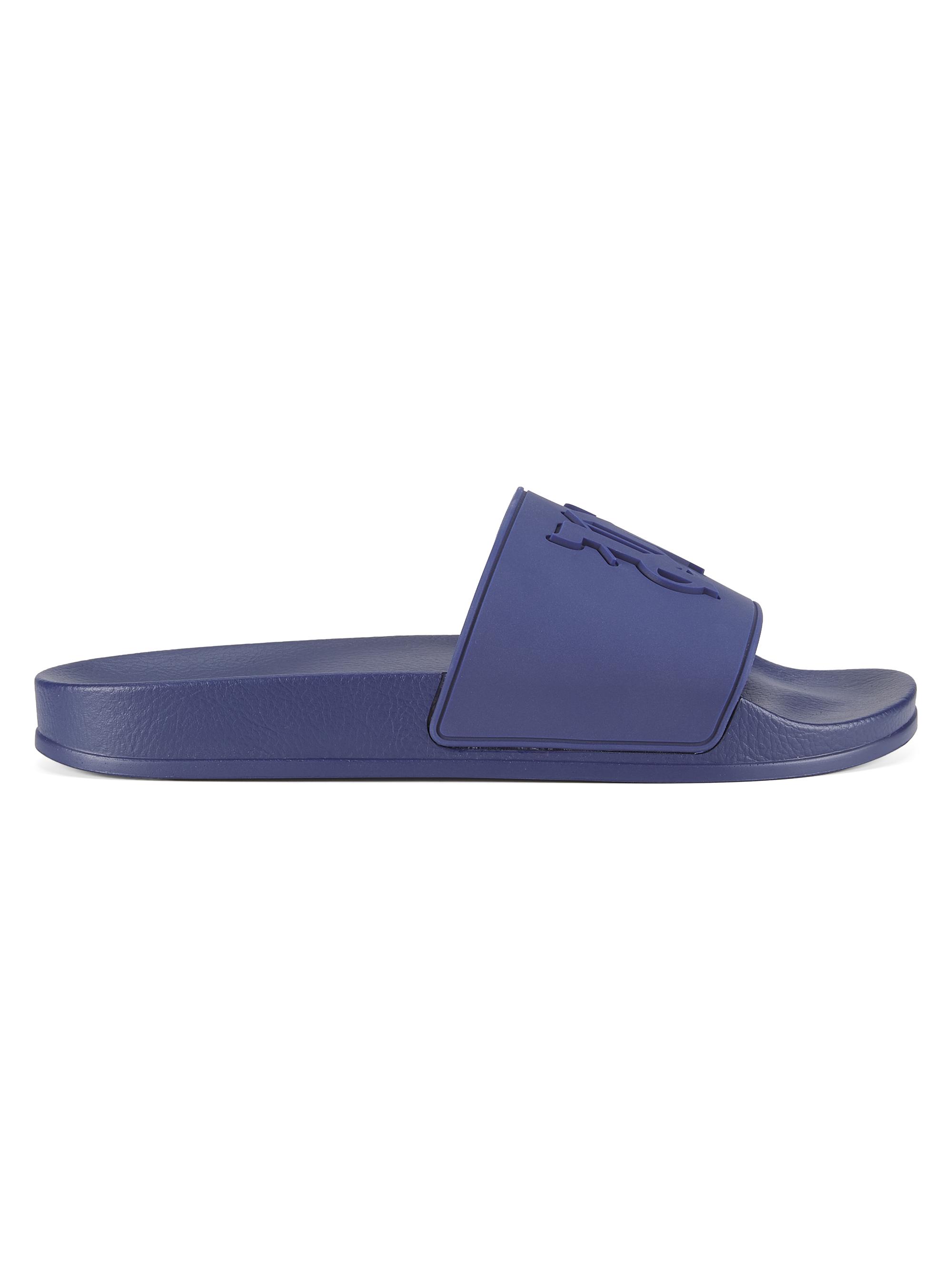 Click here for Palm Angels Mens Monogram Pool Slides - Dark Blue... prices