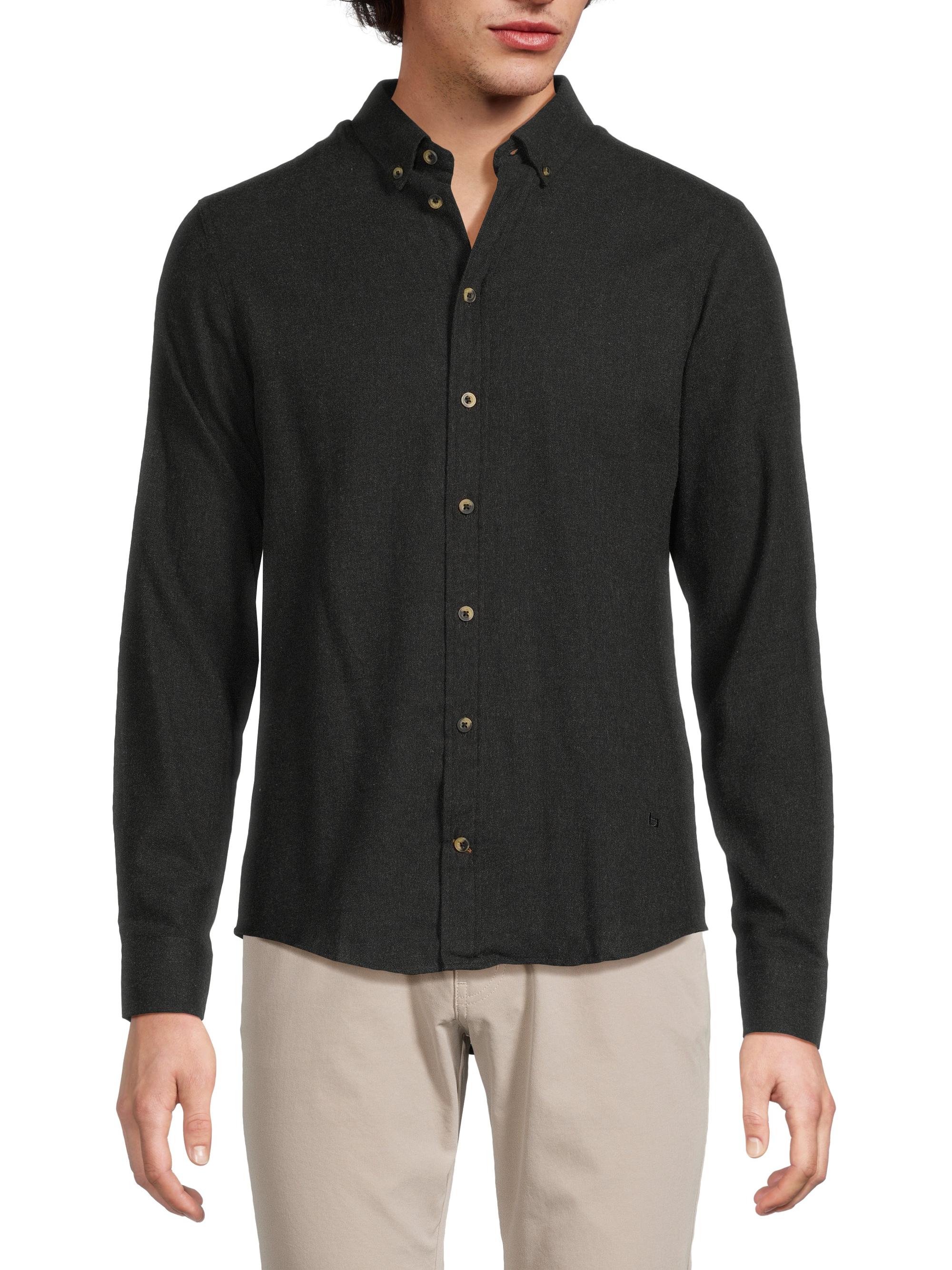 Click here for Blend Mens Cotton Button-Down Shirt - Black - Size... prices
