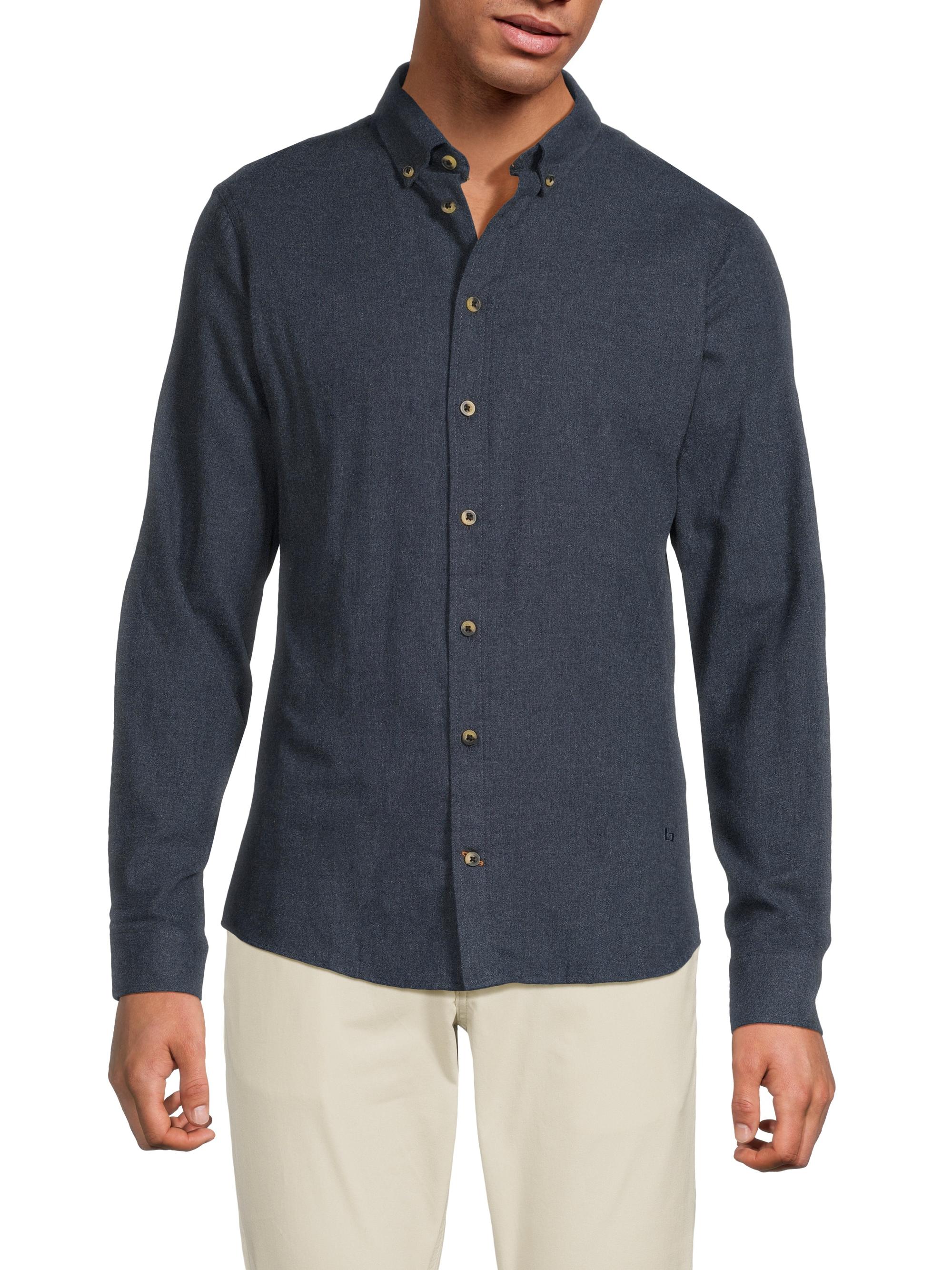 Click here for Blend Mens Cotton Button-Down Shirt - Dress Blue -... prices