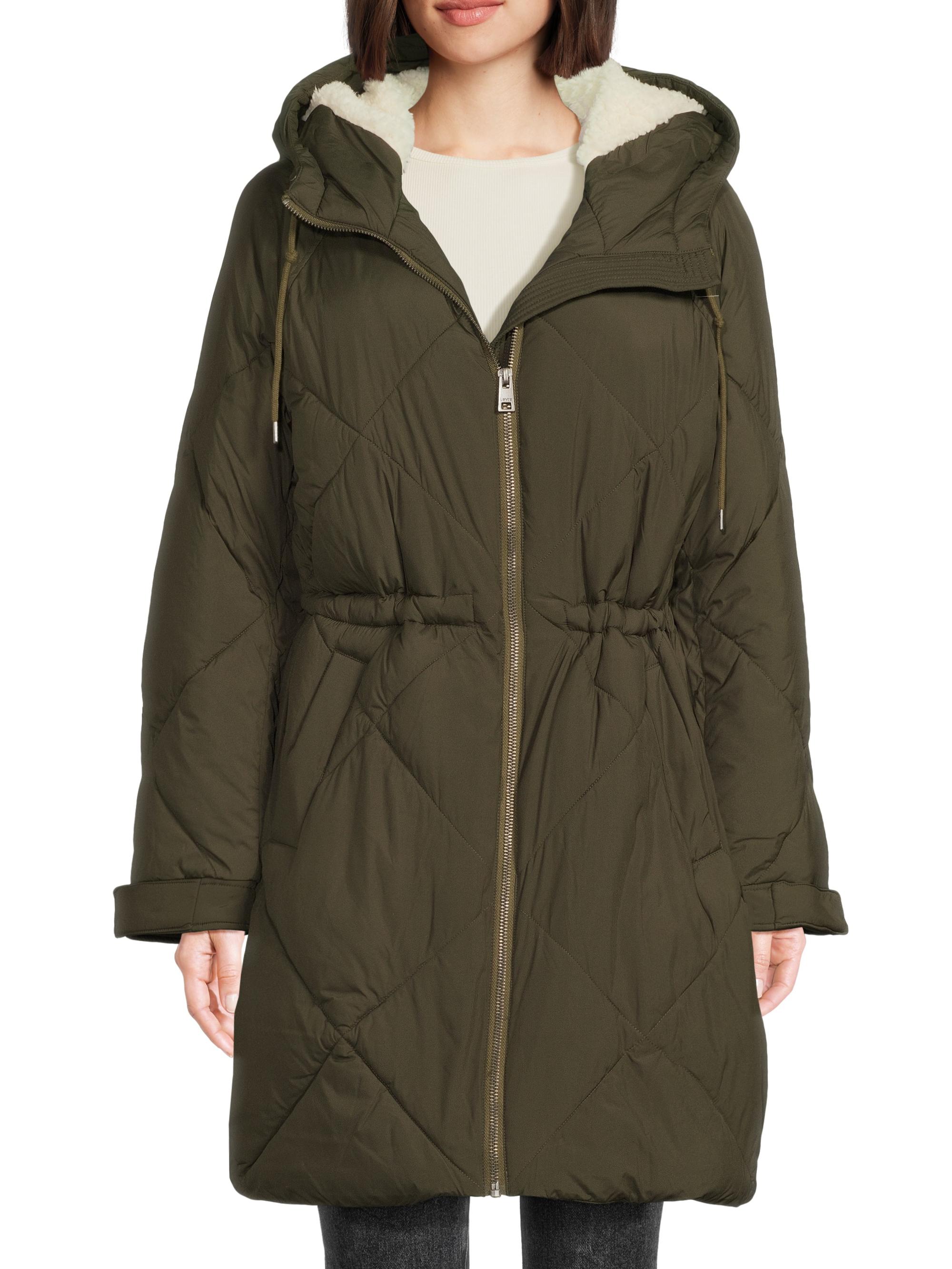 Click here for Levis Womens Diamond Quilted Shearling Faux-Fur Tr... prices