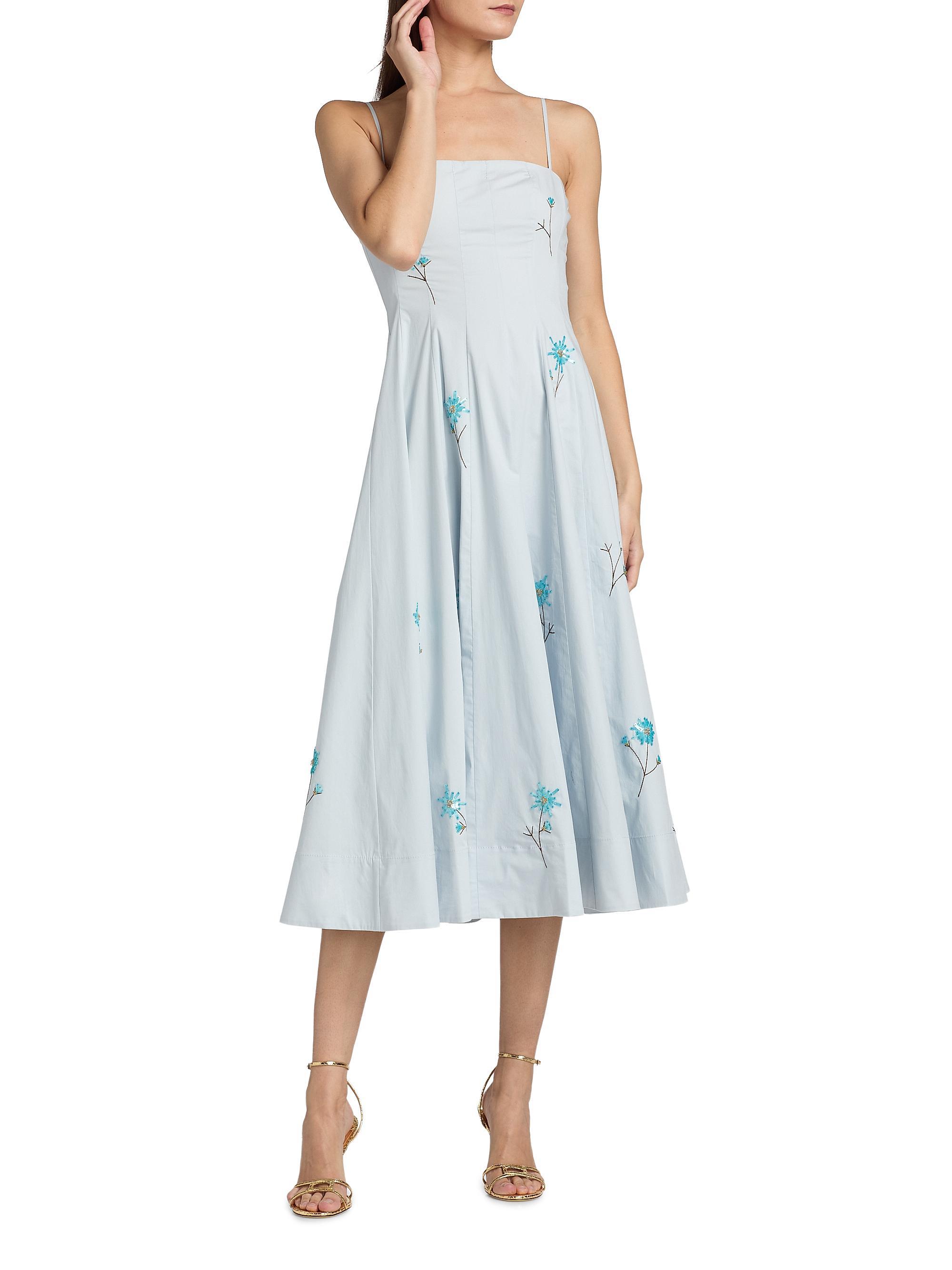 Click here for Staud Womens Wylie Embellished Poplin Midi-Dress -... prices