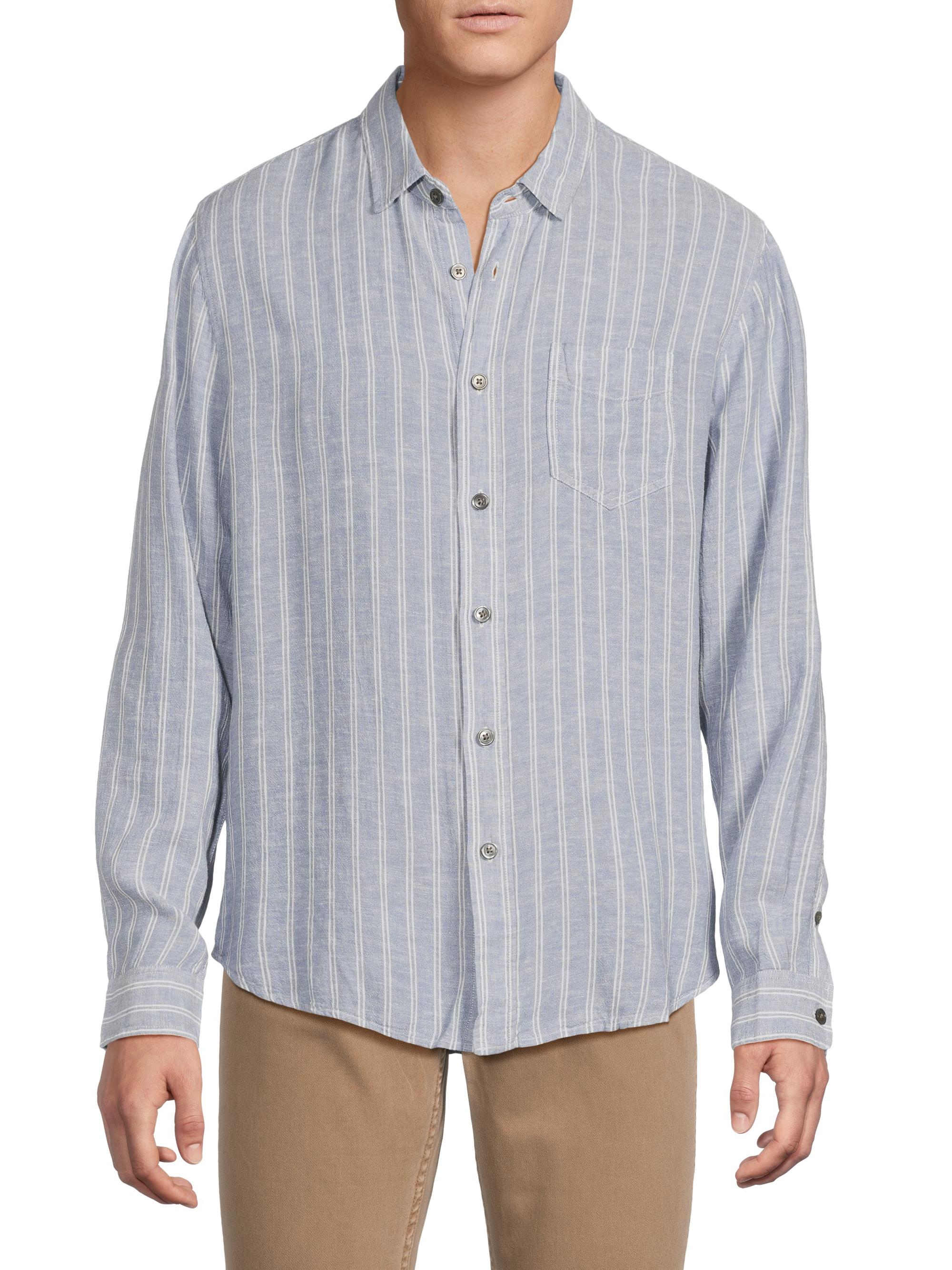 Click here for Rails Mens Connor Striped Linen-Blend Shirt - Deni... prices