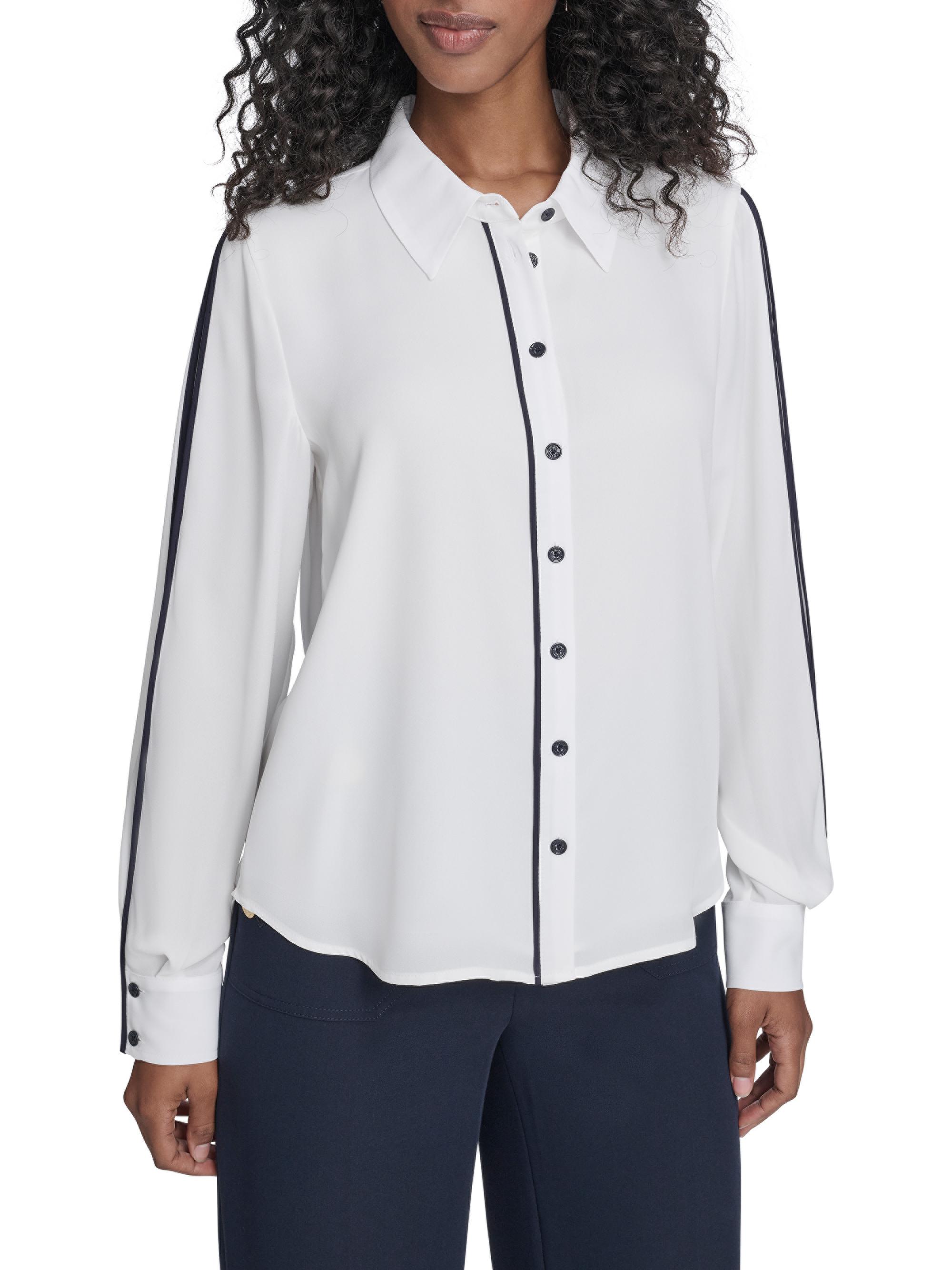 Click here for Tommy Hilfiger Womens Long Sleeve Contrast Trim Bu... prices