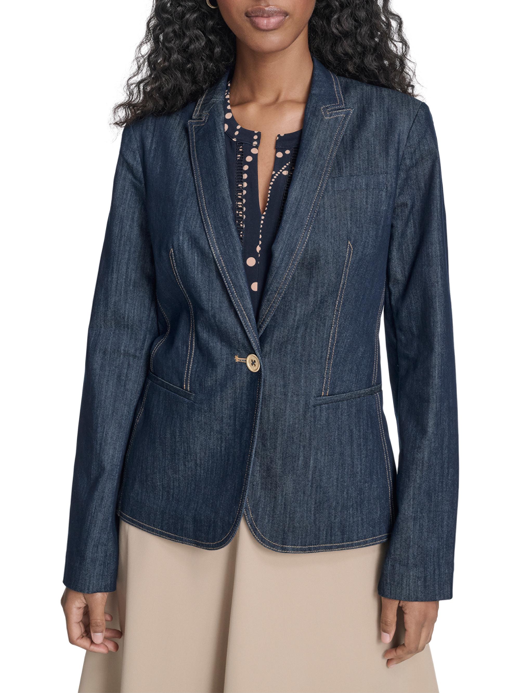 Click here for Tommy Hilfiger Womens One Button Denim Blazer - Na... prices