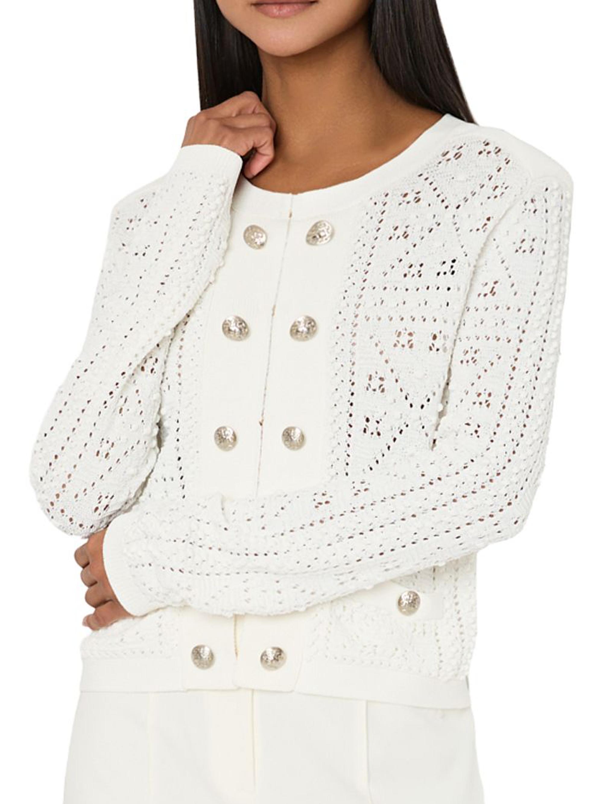 Click here for Milly Womens Bubble Pointelle-Knit Cardigan - Ecru... prices