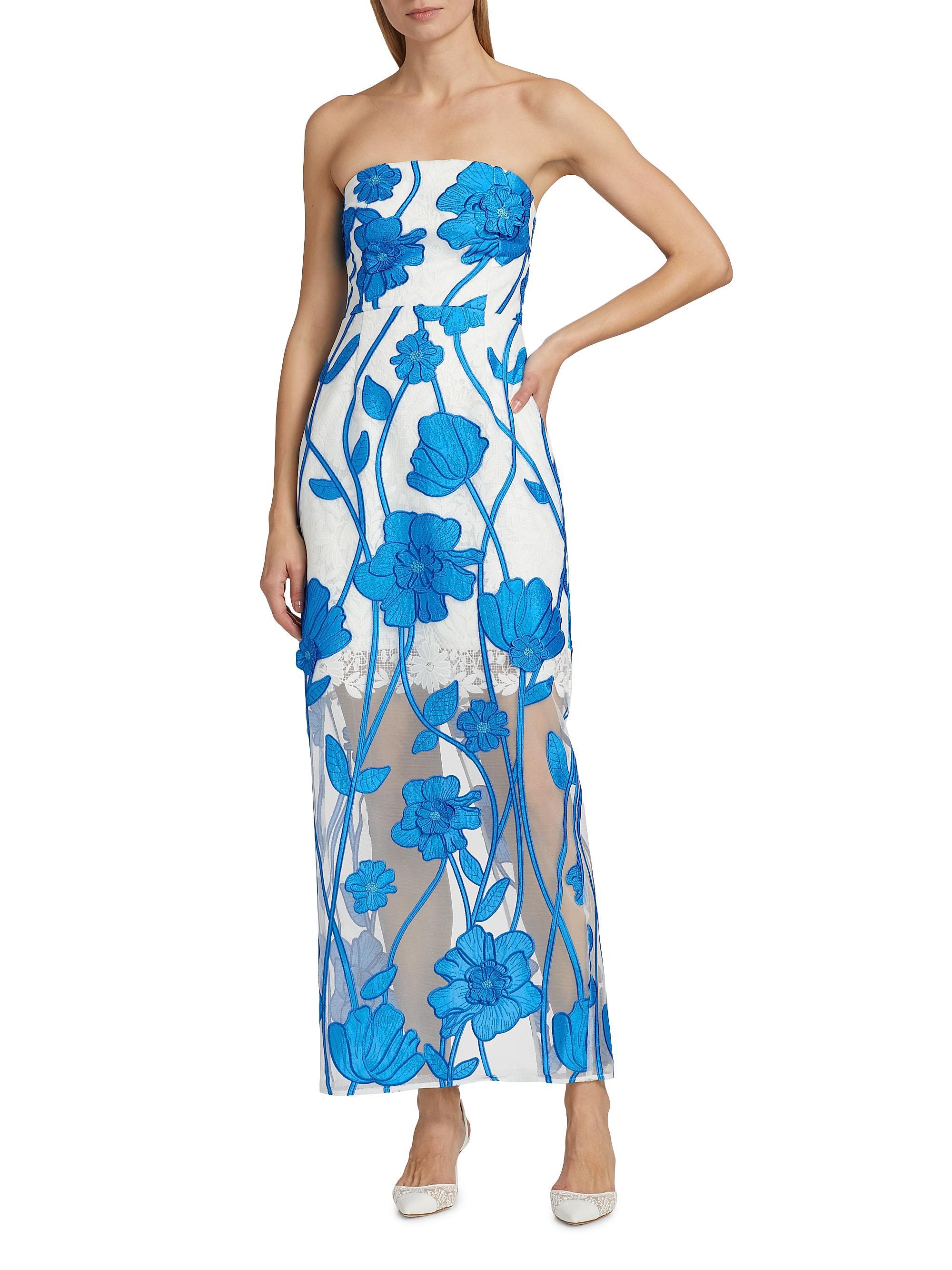 Click here for Milly Womens Magnolia Floral Embroidered Maxi Dres... prices
