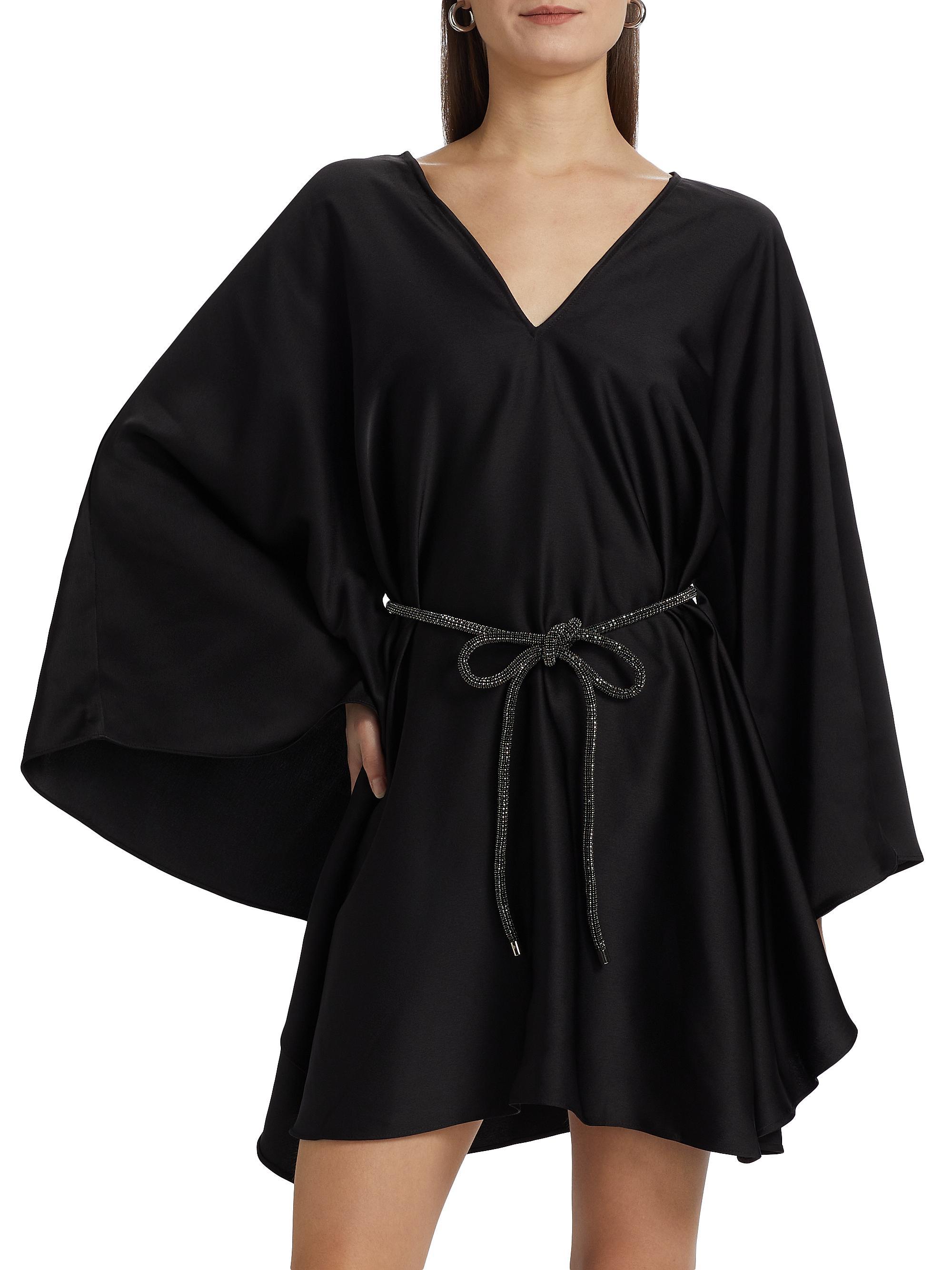 Click here for Halston Womens Ola Satin V-Neck Caftan Minidress -... prices