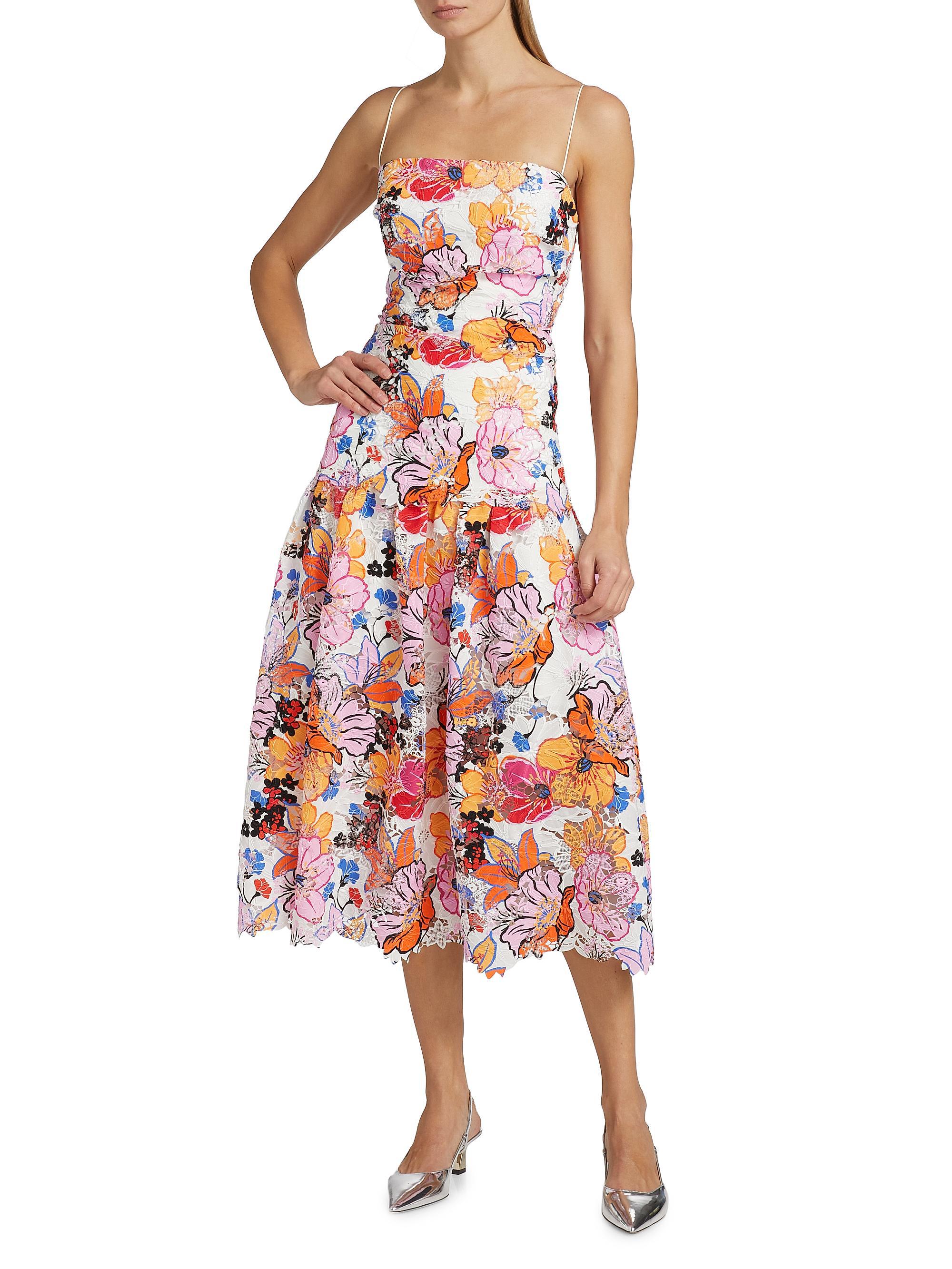 Click here for Ungaro Womens Tierra Floral-Printed Lace Midi-Dres... prices