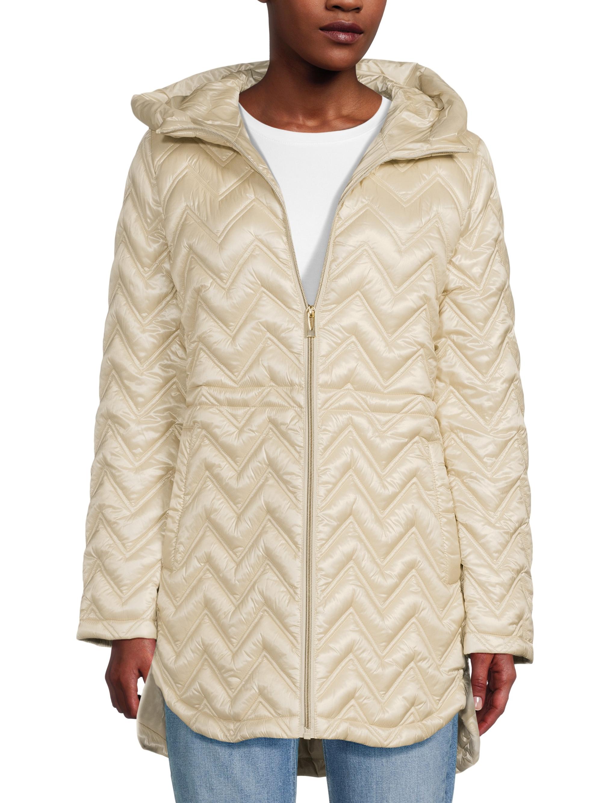 Click here for Via Spiga Womens Zigzag Quilted Puffer Jacket - Bi... prices