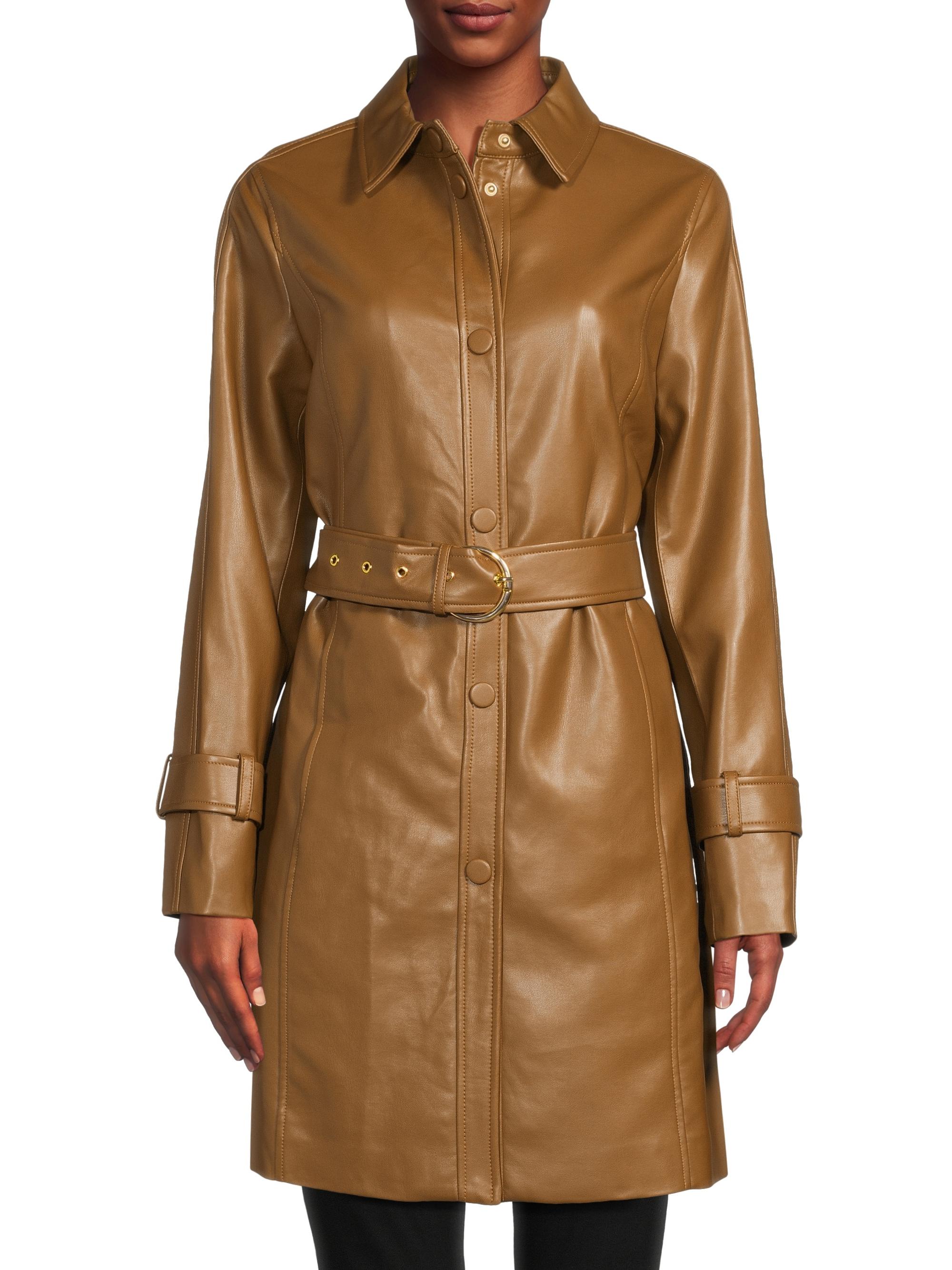 Click here for Via Spiga Womens Snap Front Tie Belt Jacket - Cogn... prices