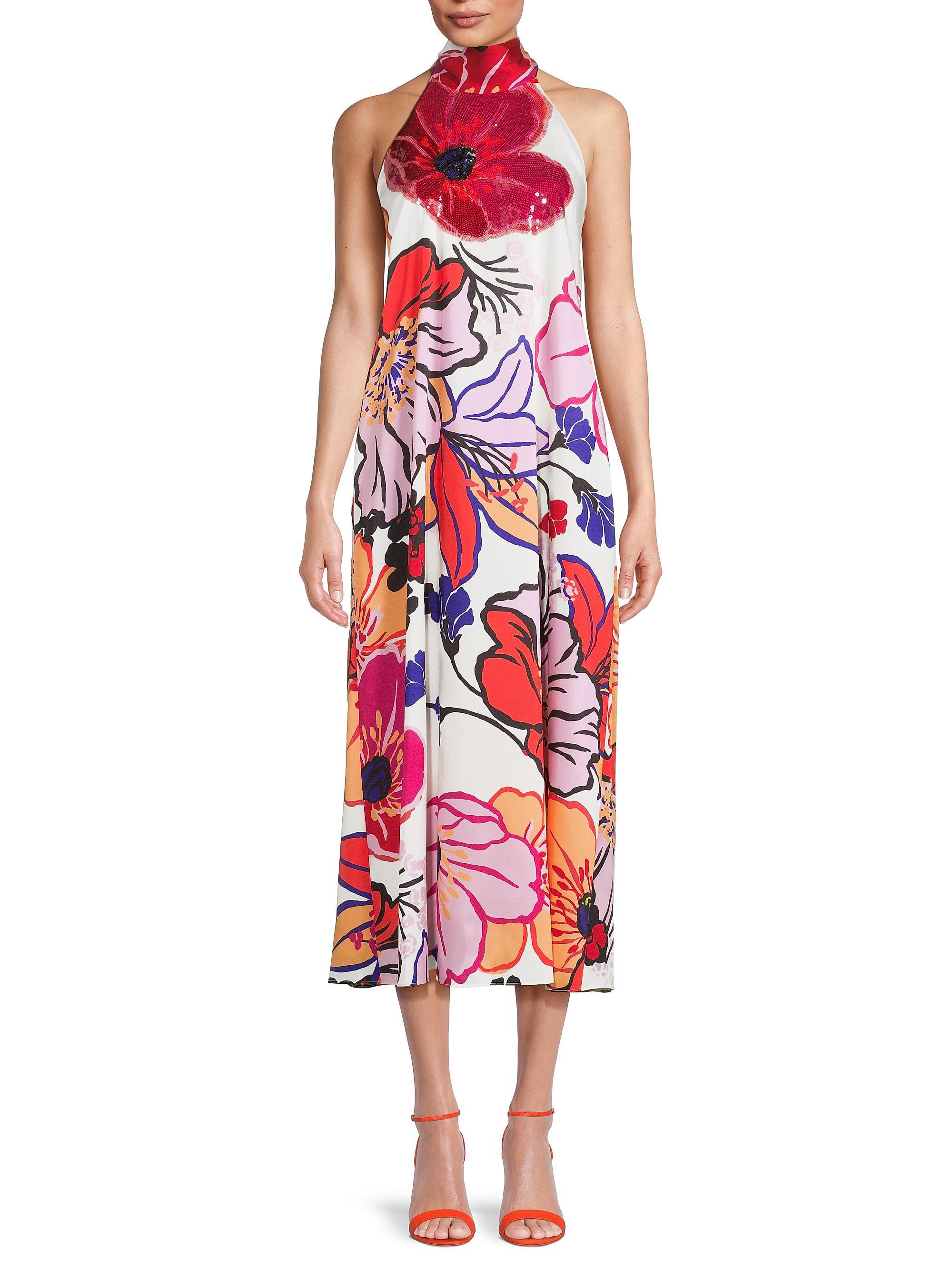 Click here for Ungaro Womens Zuri Printed Halterneck Midi-Dress -... prices