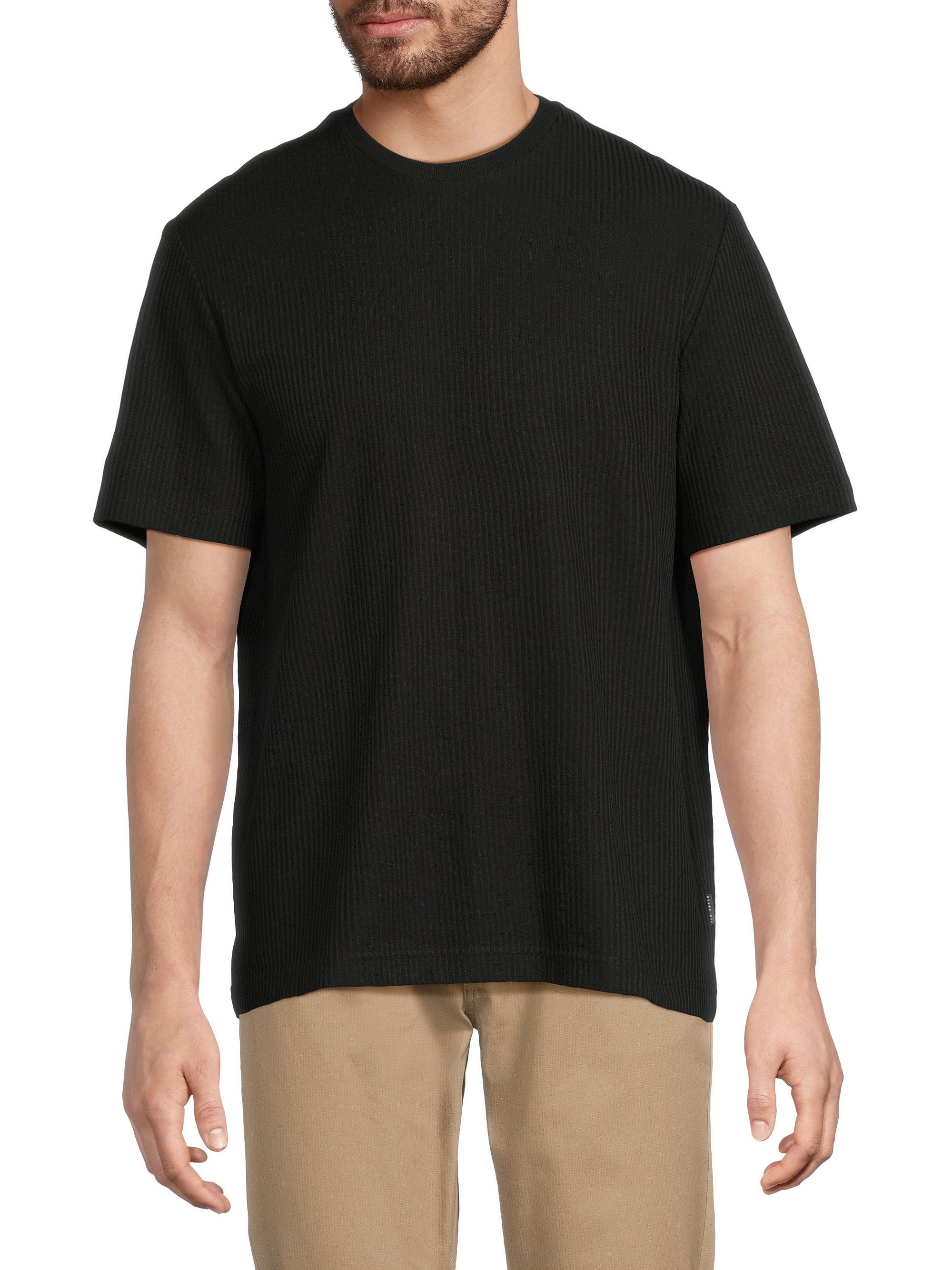 Ted Baker Mens Drop Needle Ribbed Cotton-Blend T-Shirt - Black Beauty - Size XL