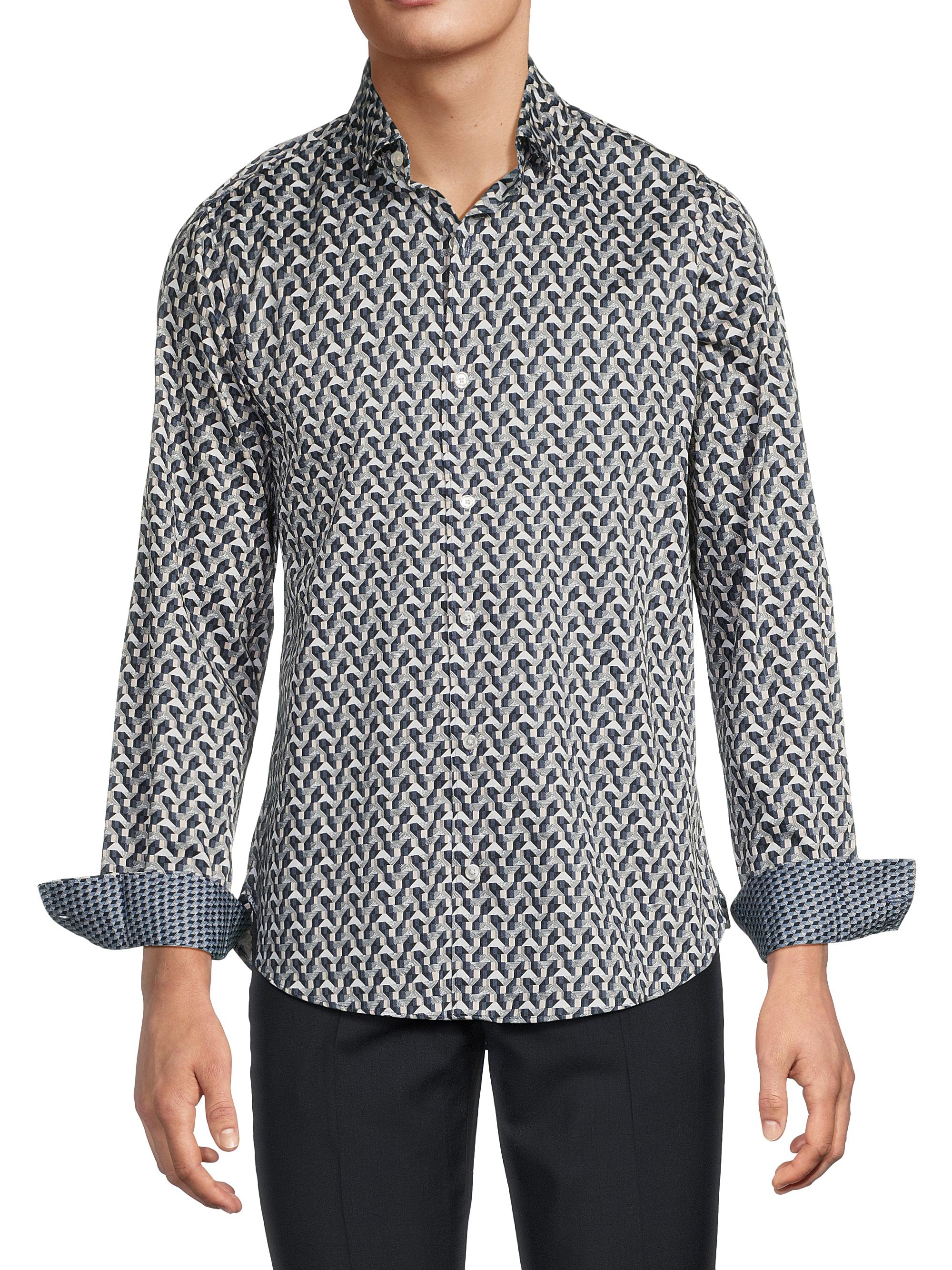 Click here for Ted Baker Mens Soren Geometric Stretch Cotton Shir... prices