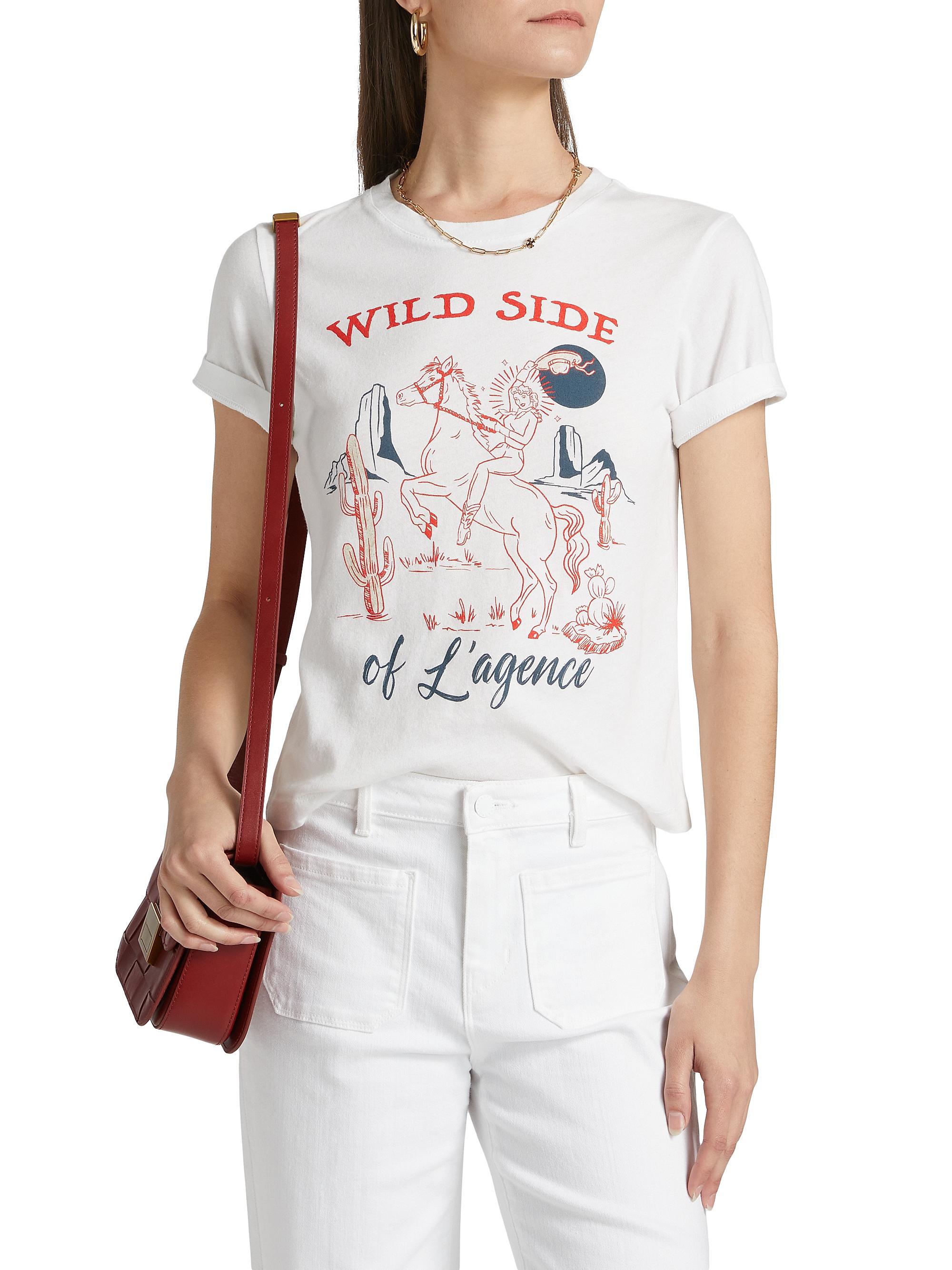 Click here for Lagence Womens Eliza Wild Side Crewneck T-Shirt -... prices