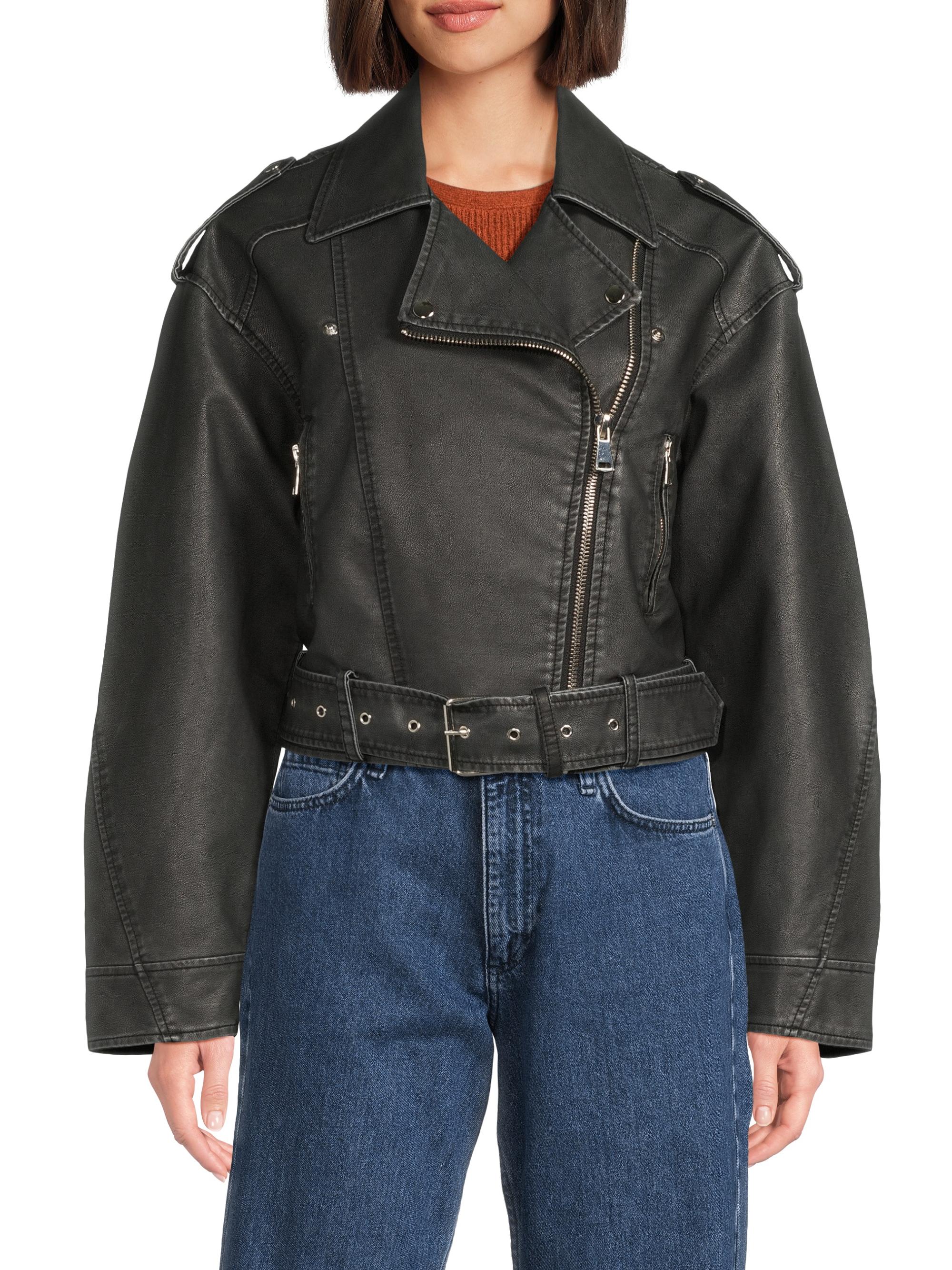 Click here for Ramy Brook Womens Layana Faux Leather Moto Jacket... prices