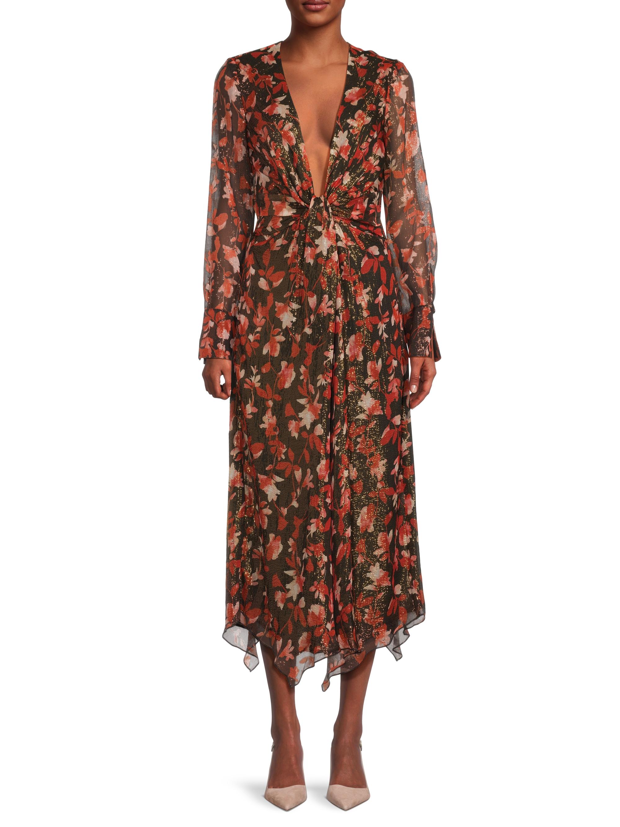 Click here for Ramy Brook Womens Tatia Floral Metallic Silk Twist... prices