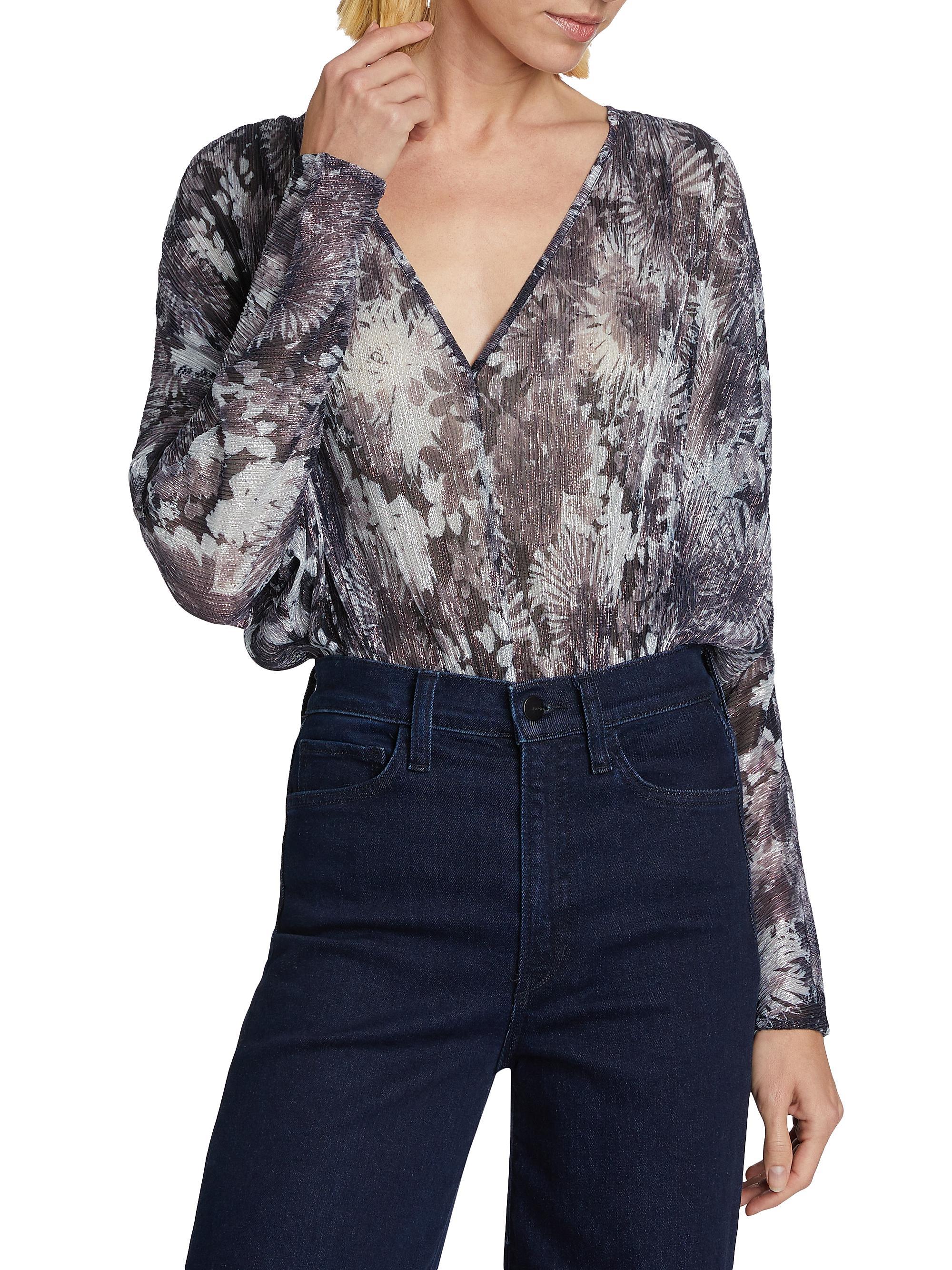 Click here for Ramy Brook Womens Margot Metallic Floral Bodysuit... prices