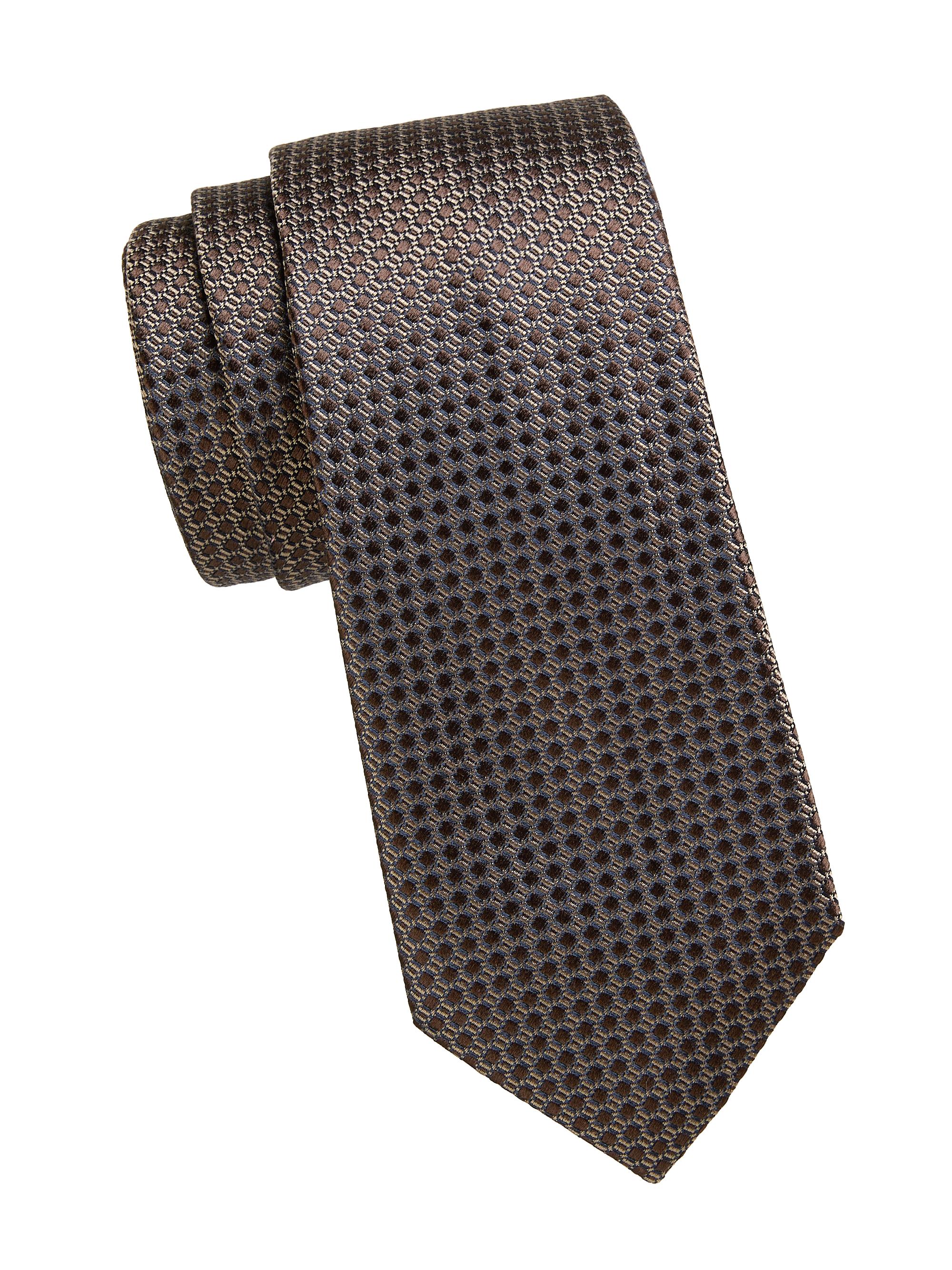 Click here for Canali Mens Dot Silk Tie - Brown prices