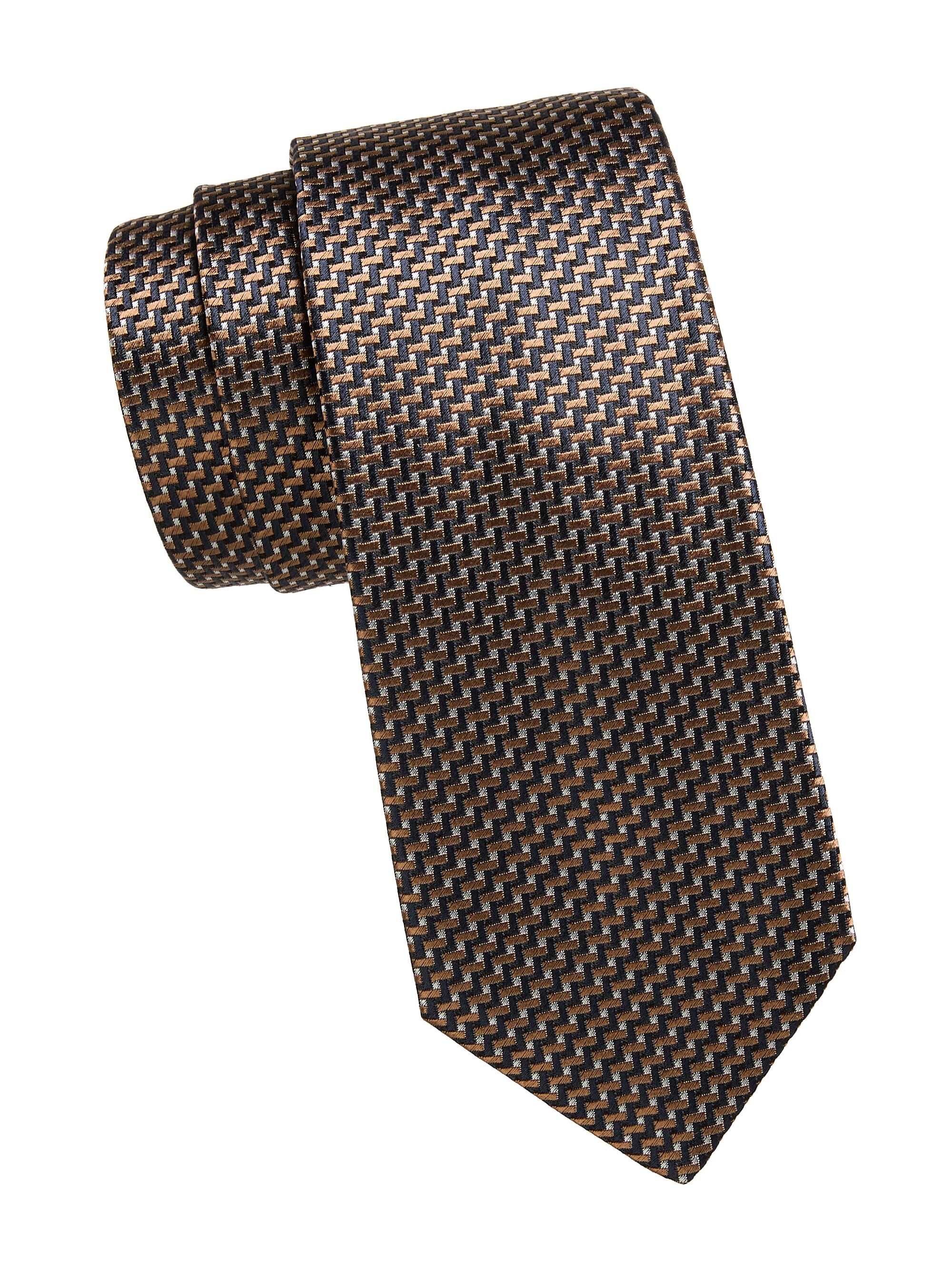 Click here for Canali Mens Neat Silk Tie - Brown prices
