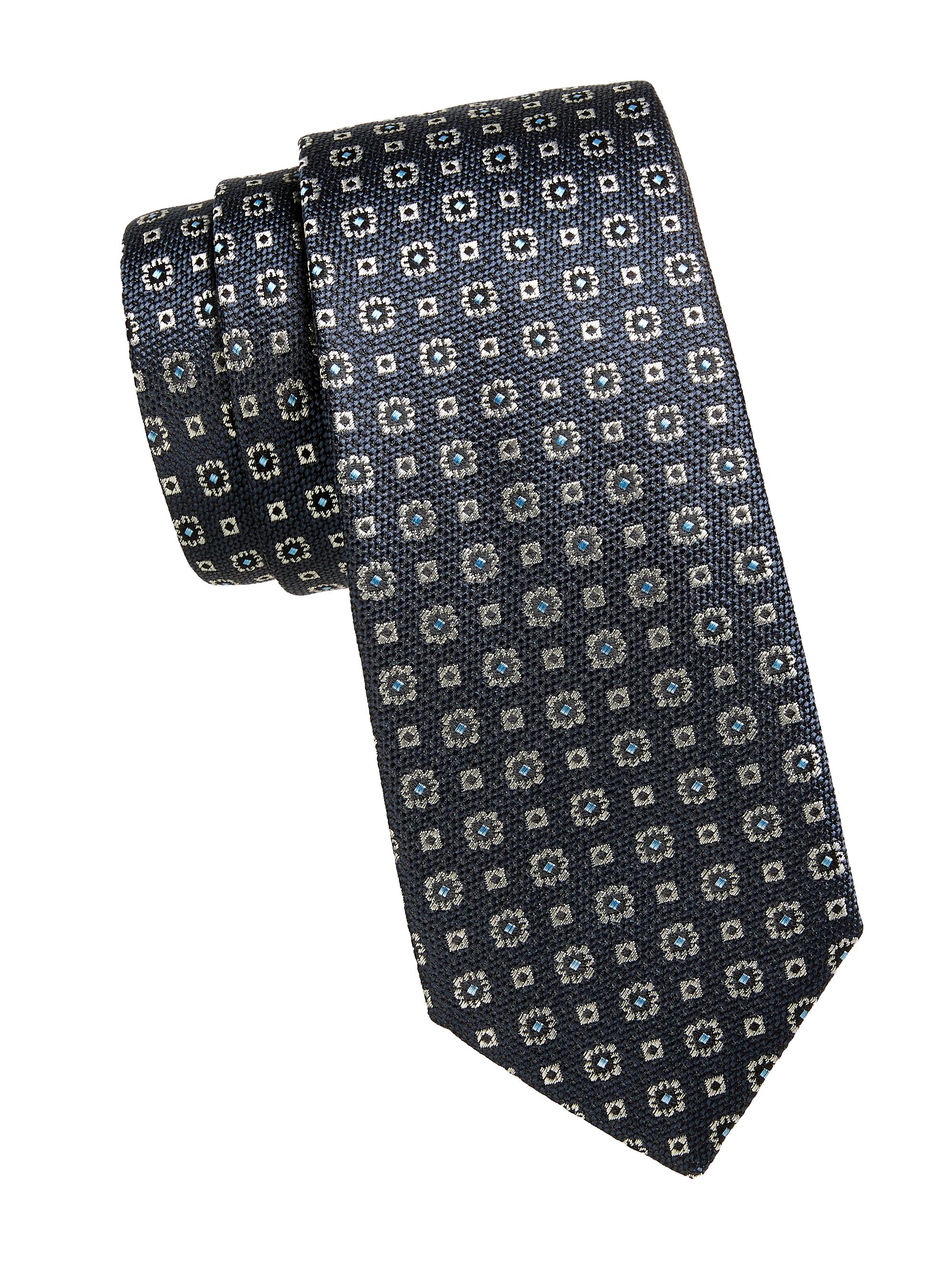 Click here for Canali Mens Medallion Silk Tie - Navy prices
