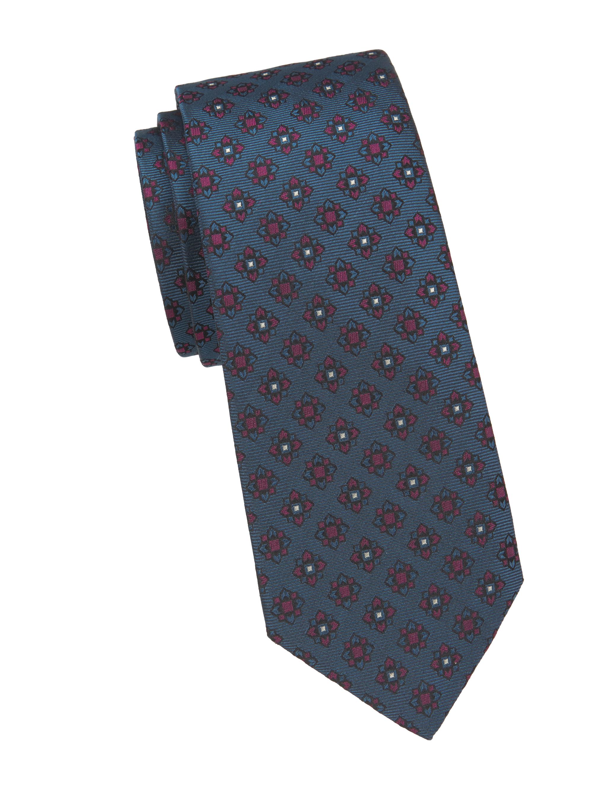 Click here for Canali Mens Patterned Silk Tie - Navy prices