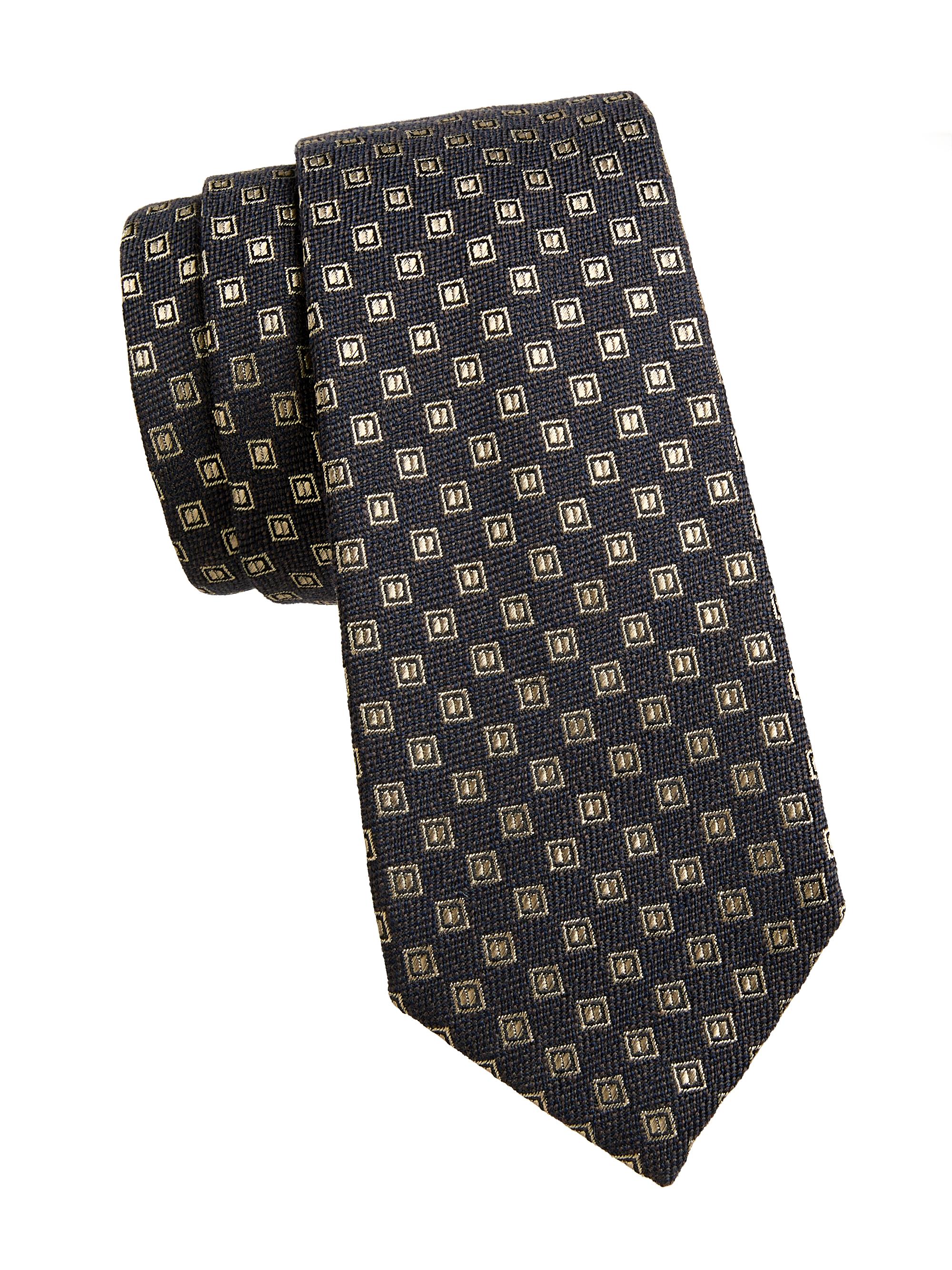 Click here for Canali Mens Medallion Wool-Silk Tie - Navy prices