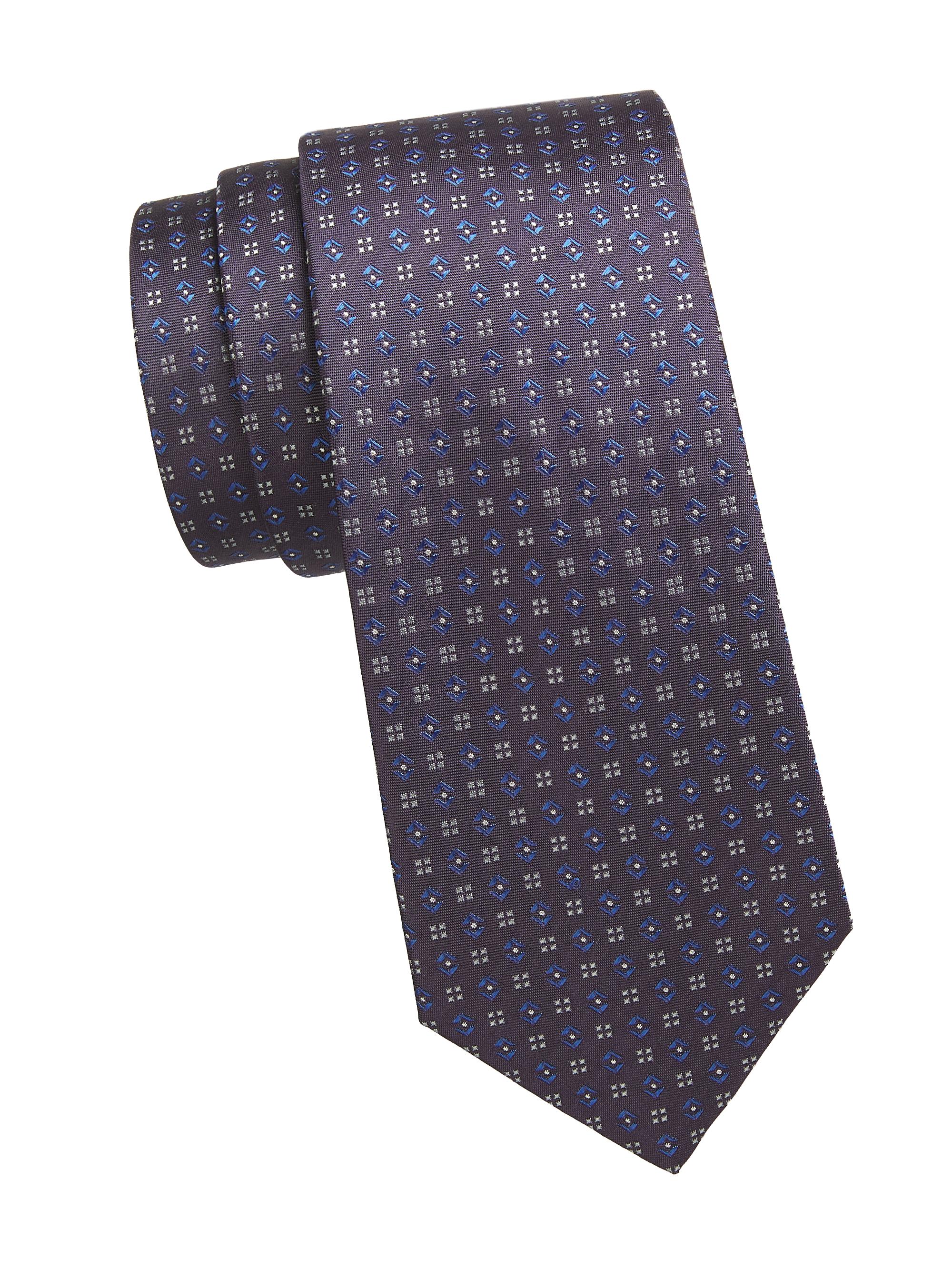 Click here for Canali Mens Geometric Silk Tie - Purple prices